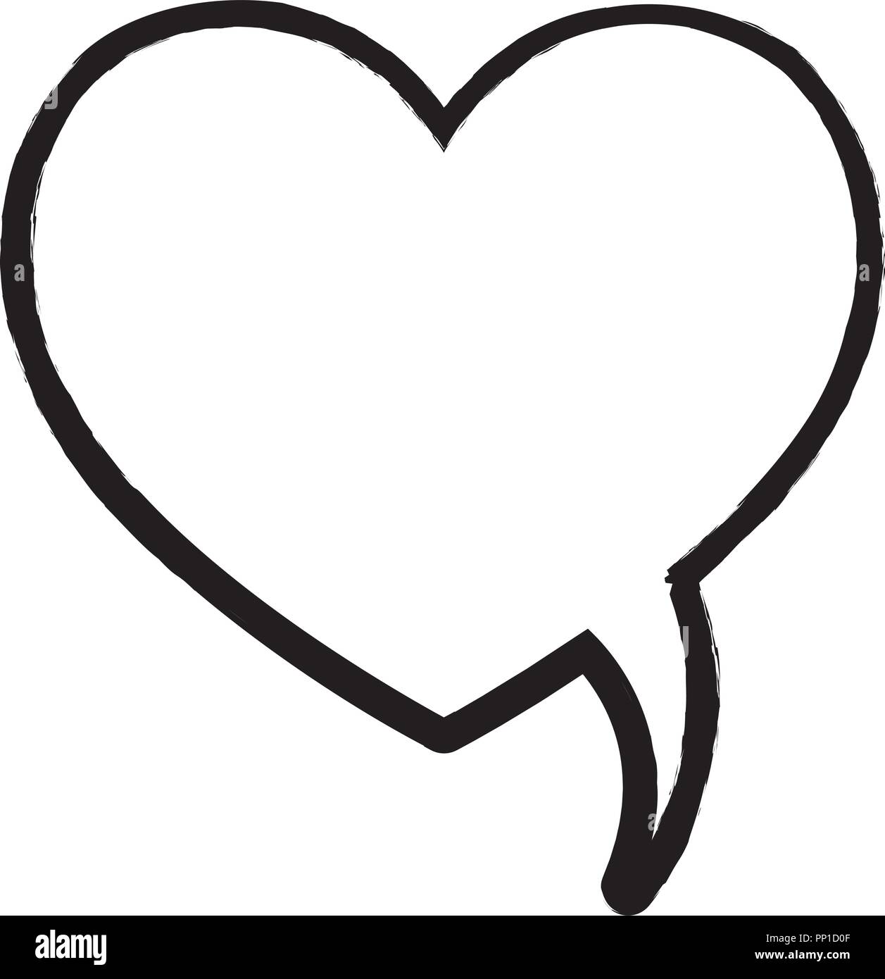 speech bubble in heart shape over white background, vector illustration ...