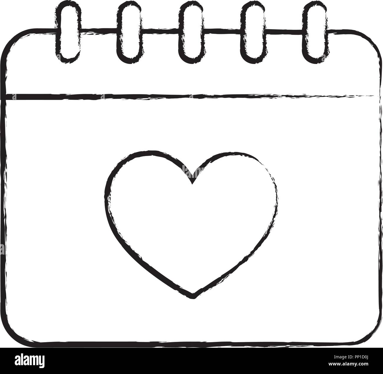 calendar with heart icon over white background, vector illustration ...