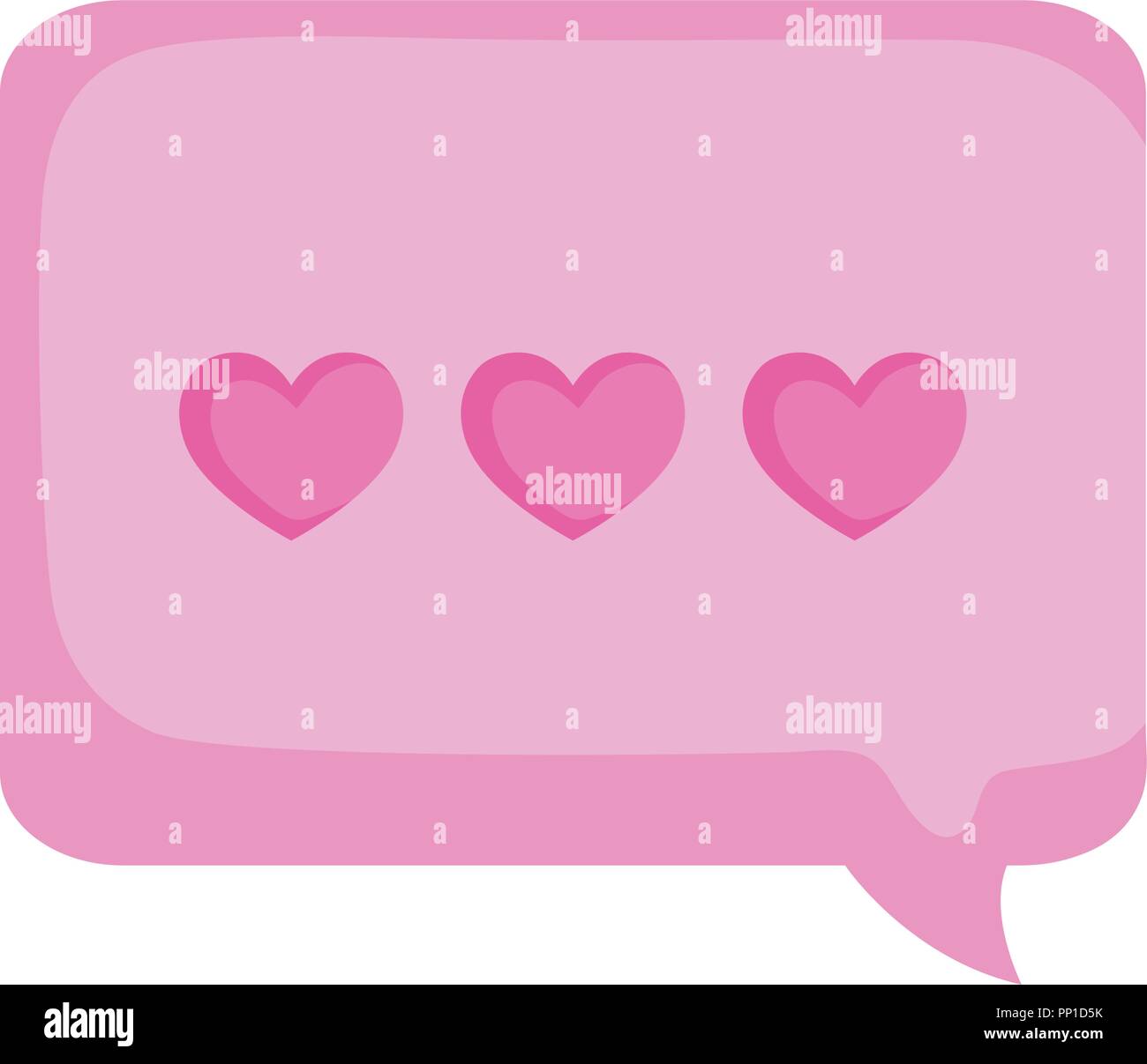 square speech bubble with hearts over white background, vector ...