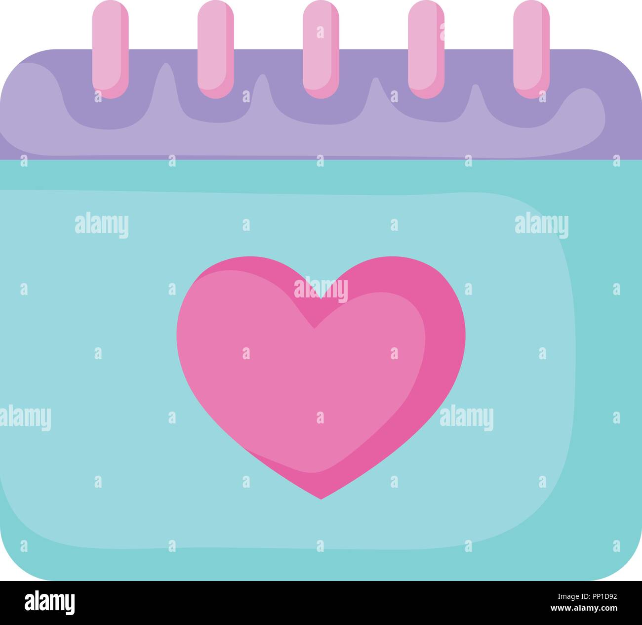 calendar with heart icon over white background, vector illustration ...