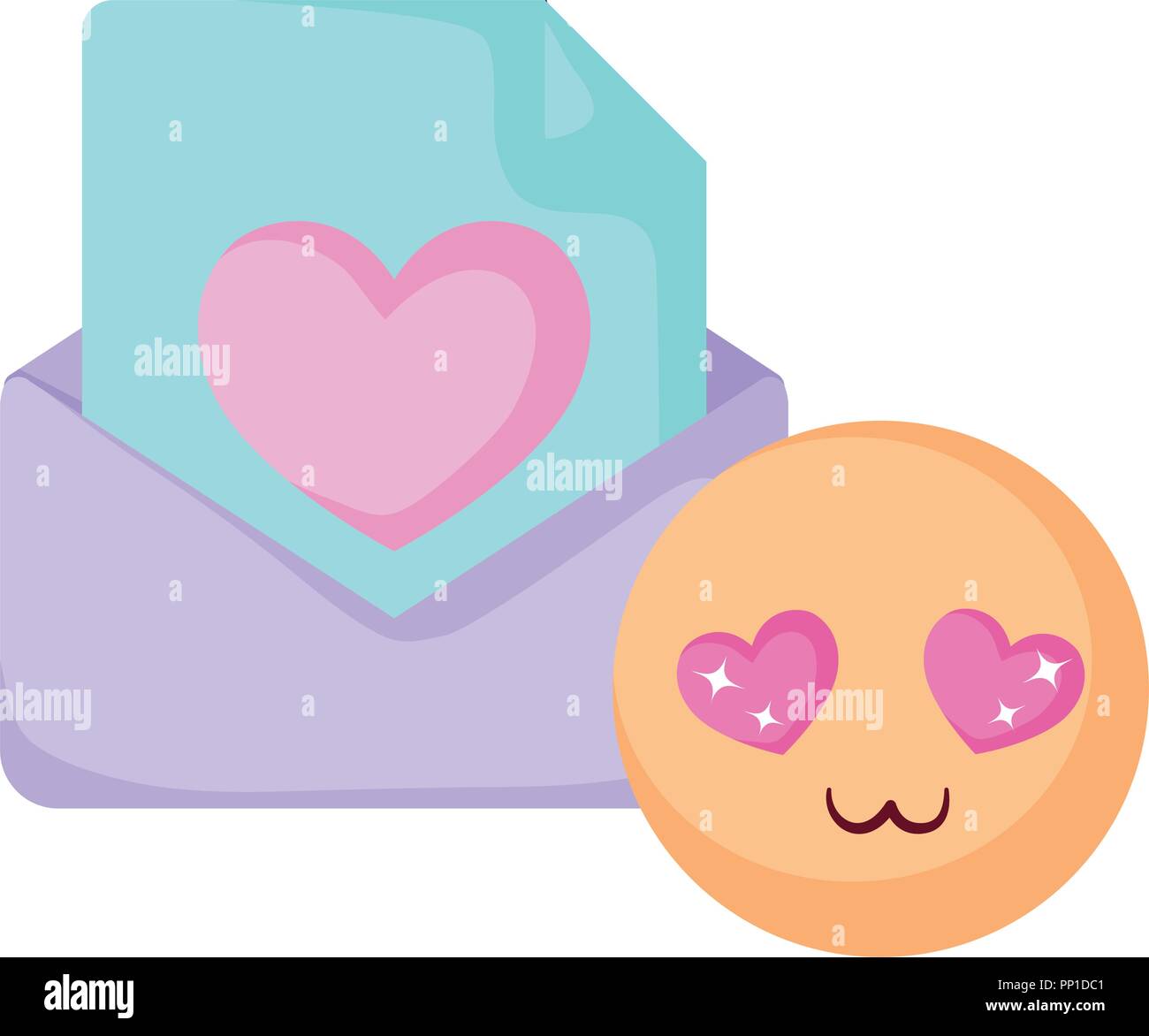 love letter and in love emoji over white background, vector ...