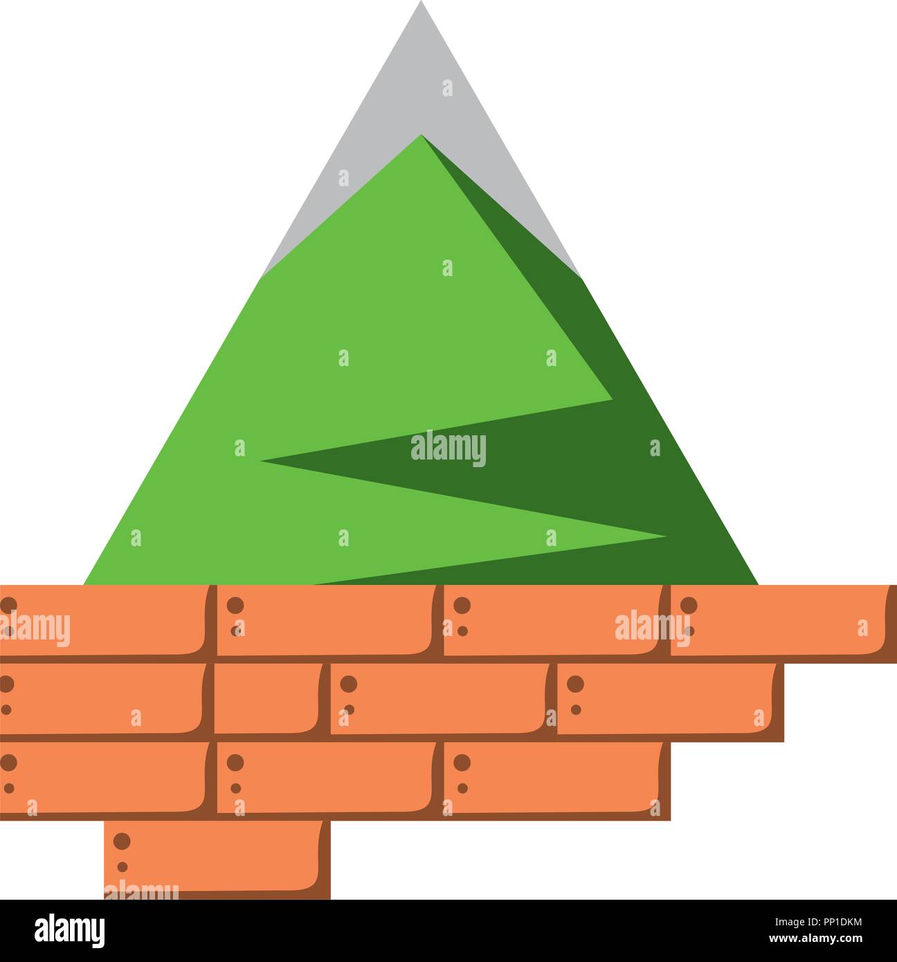bricks and mountain over white background, vector illustration Stock ...