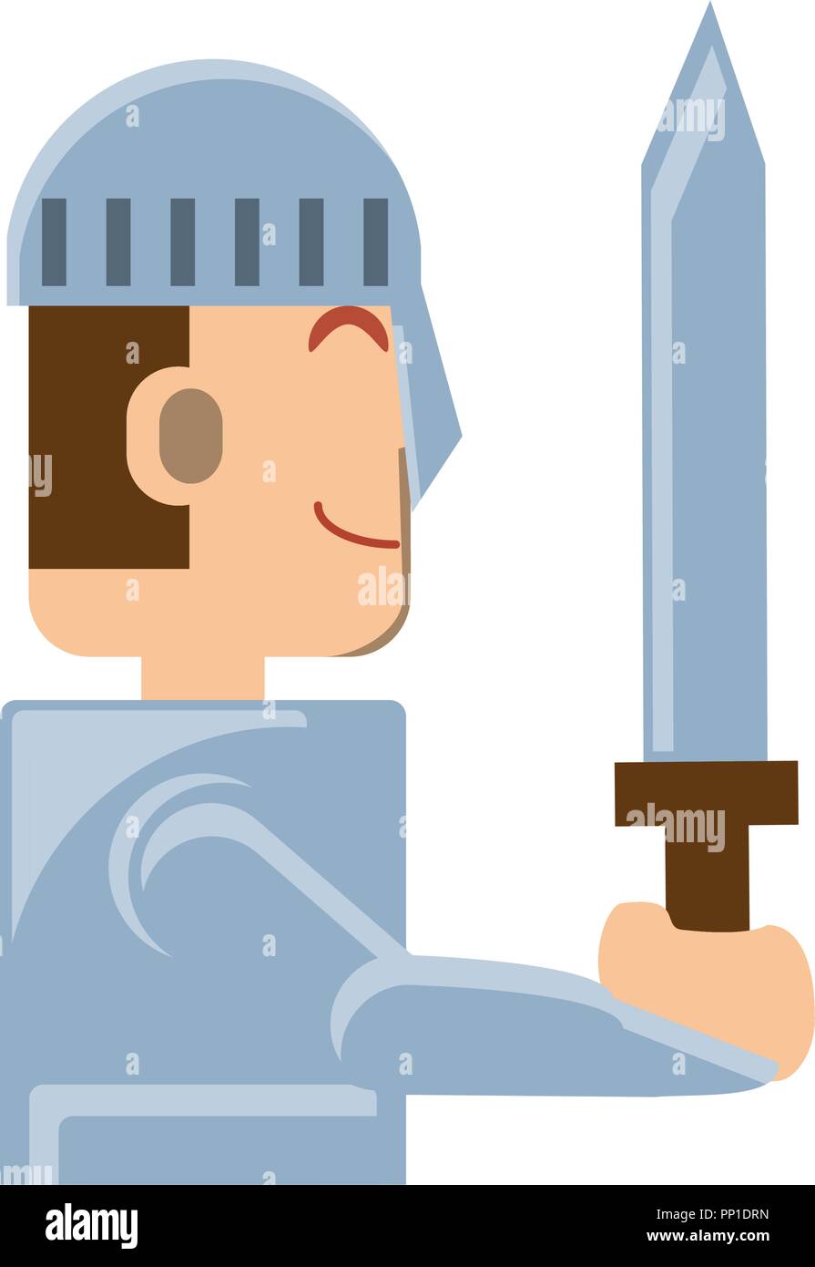videogame knight character holding a sword over white background ...