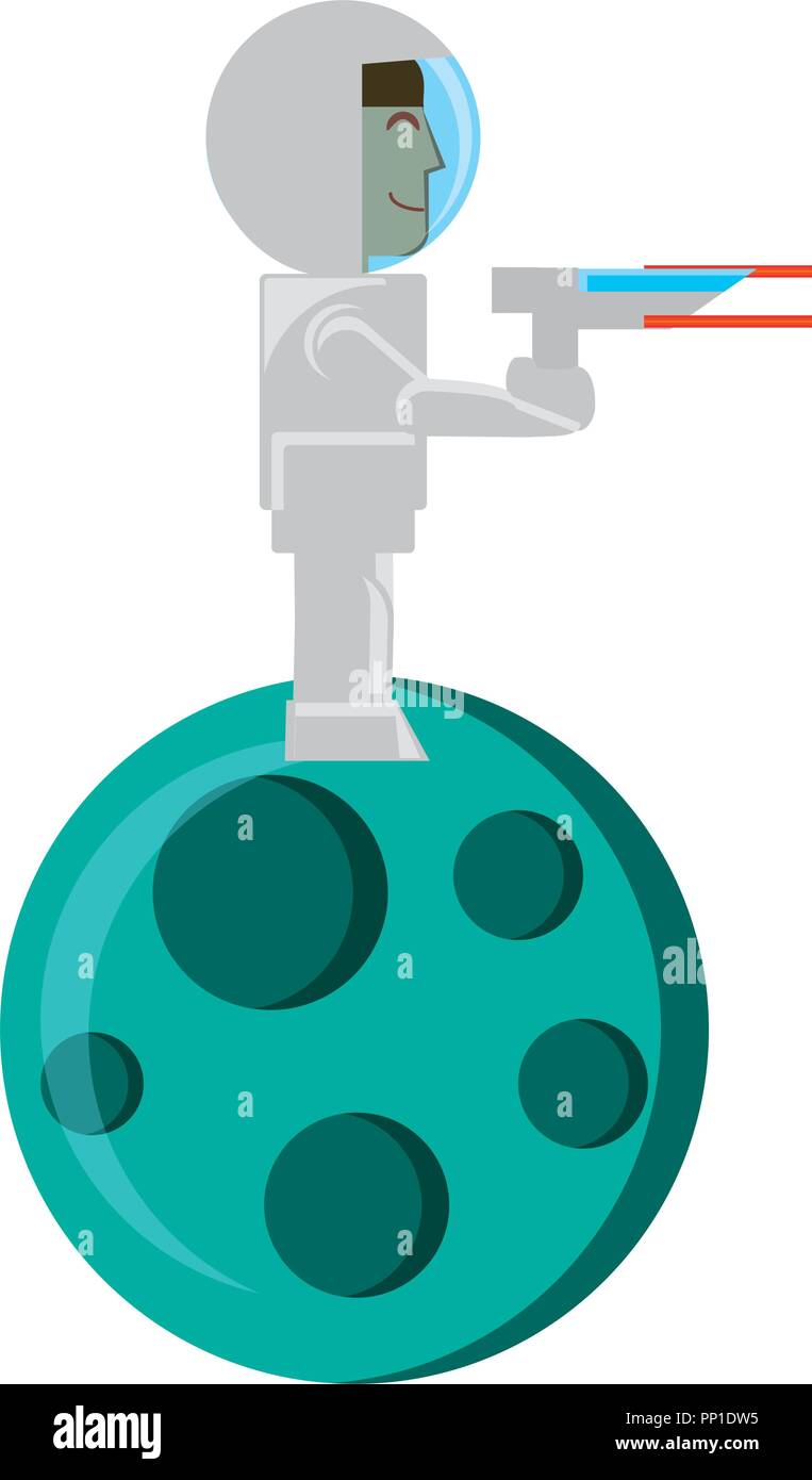 videogame astronaut character on the moon over white background, vector ...
