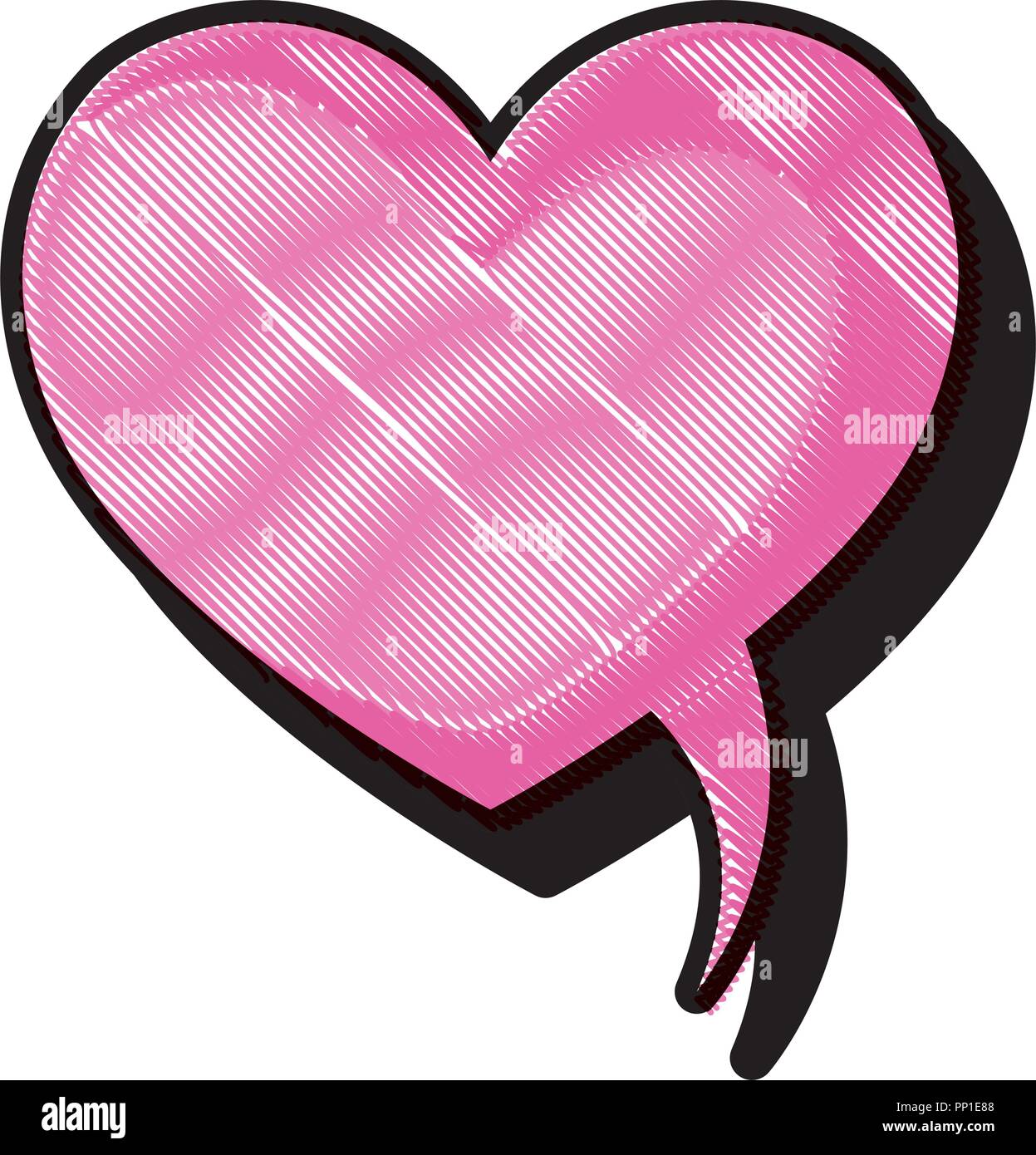 speech bubble in heart shape over white background, vector illustration ...