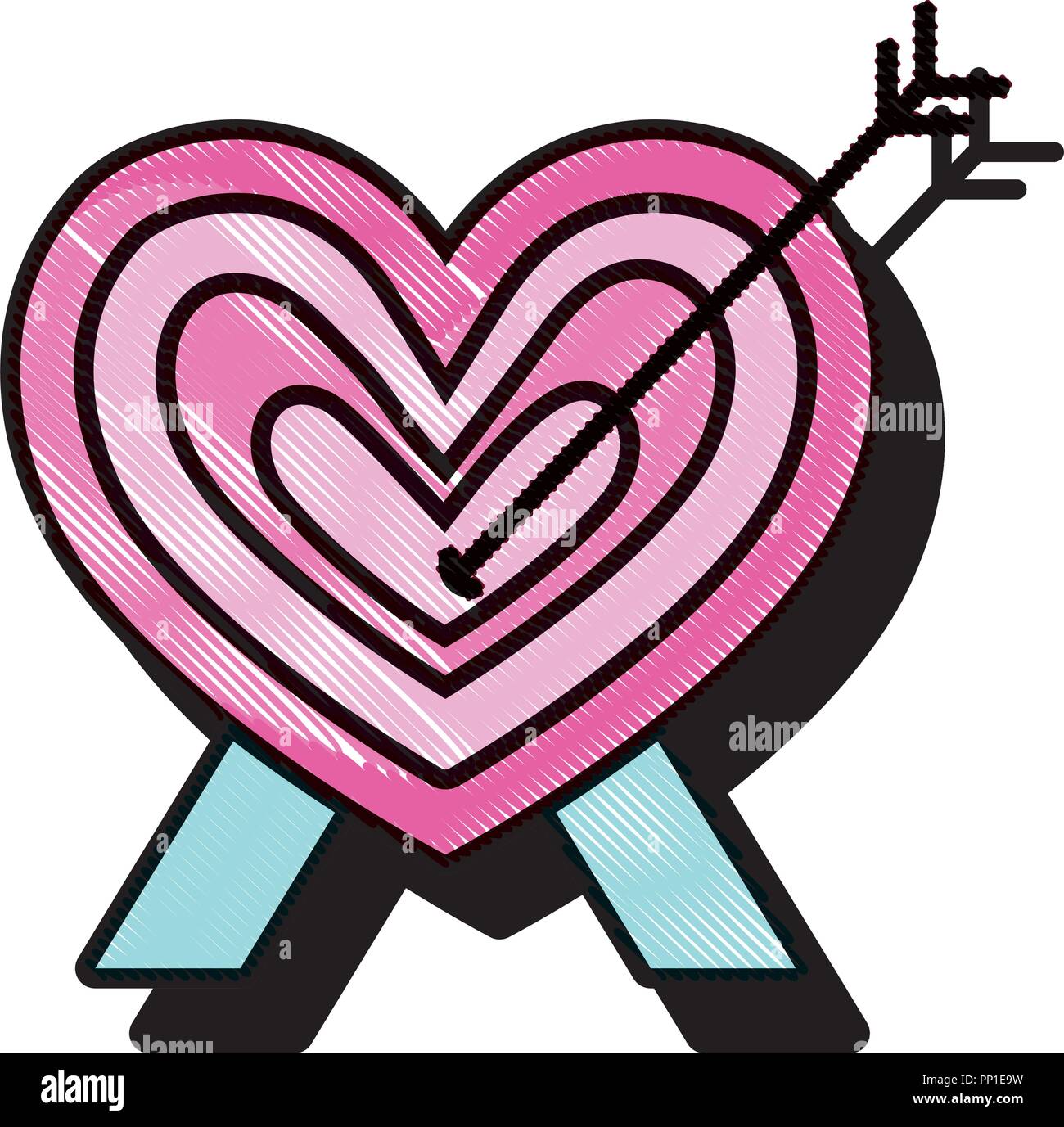 target in heart shape over white background, vector illustration Stock ...