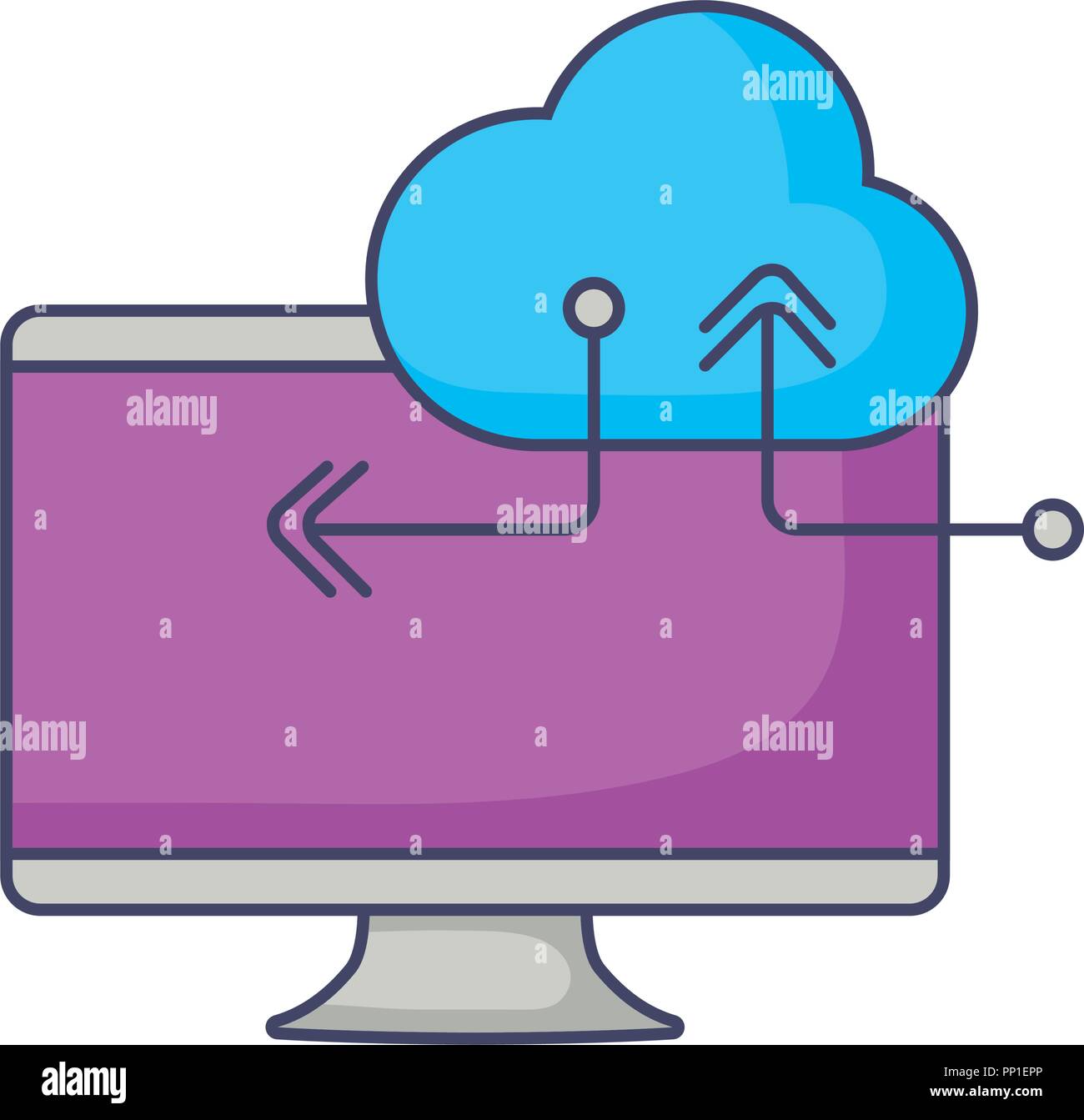 cloud storage and computer over white background, vector illustration ...