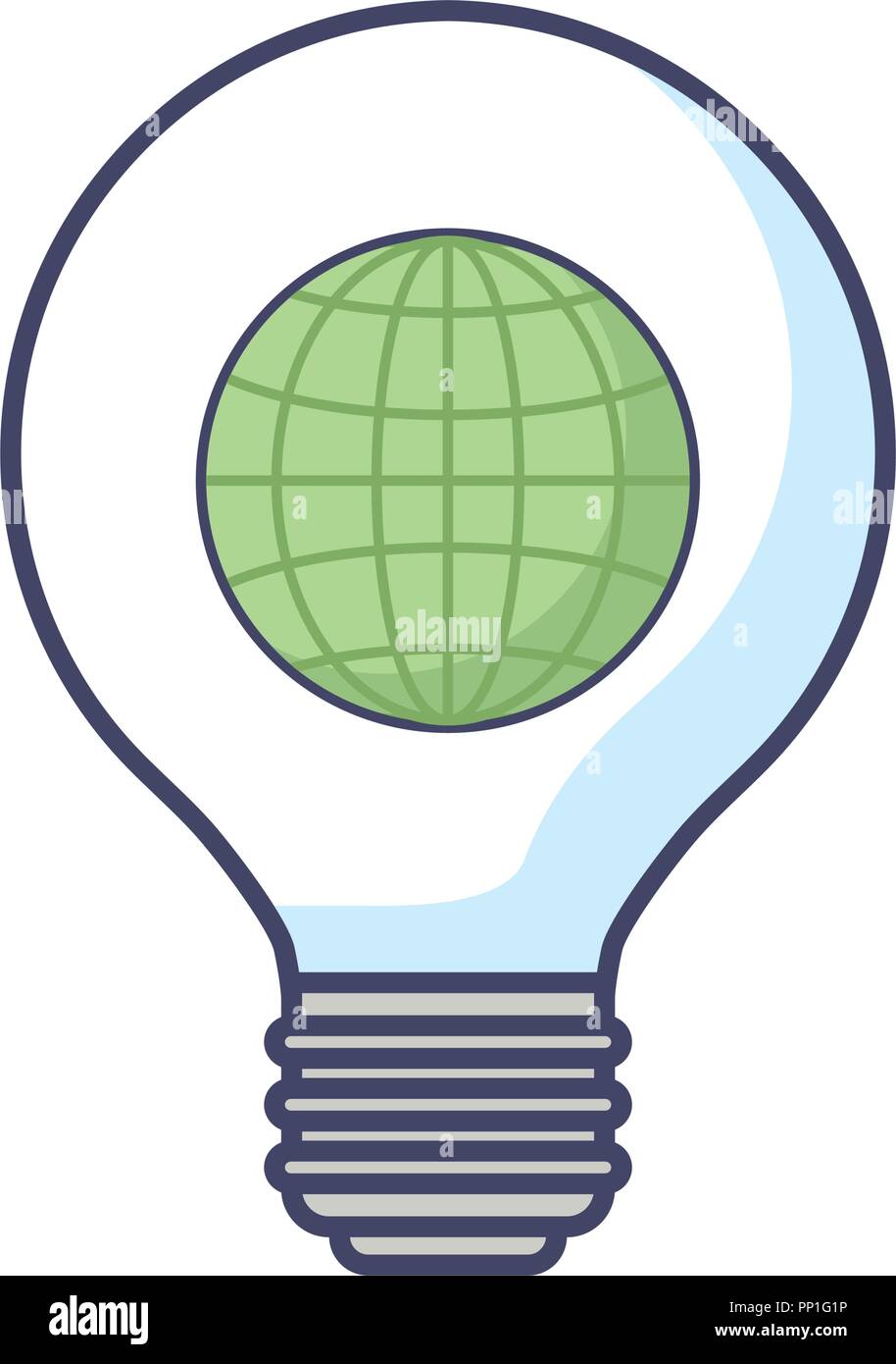 bulb light and global sphere icon over white background, vector ...