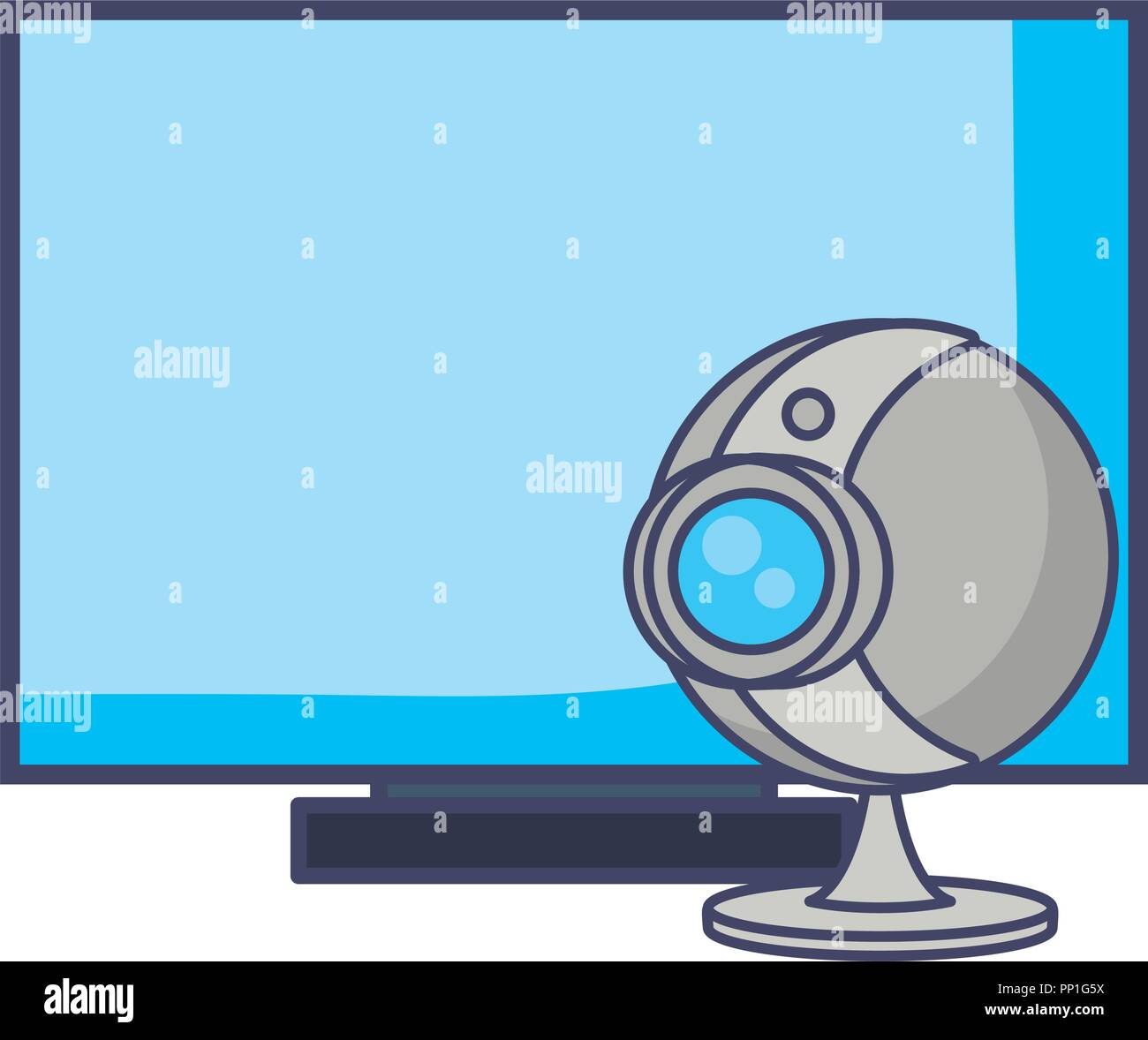 computer monitor and web camera icon over white background, vector ...