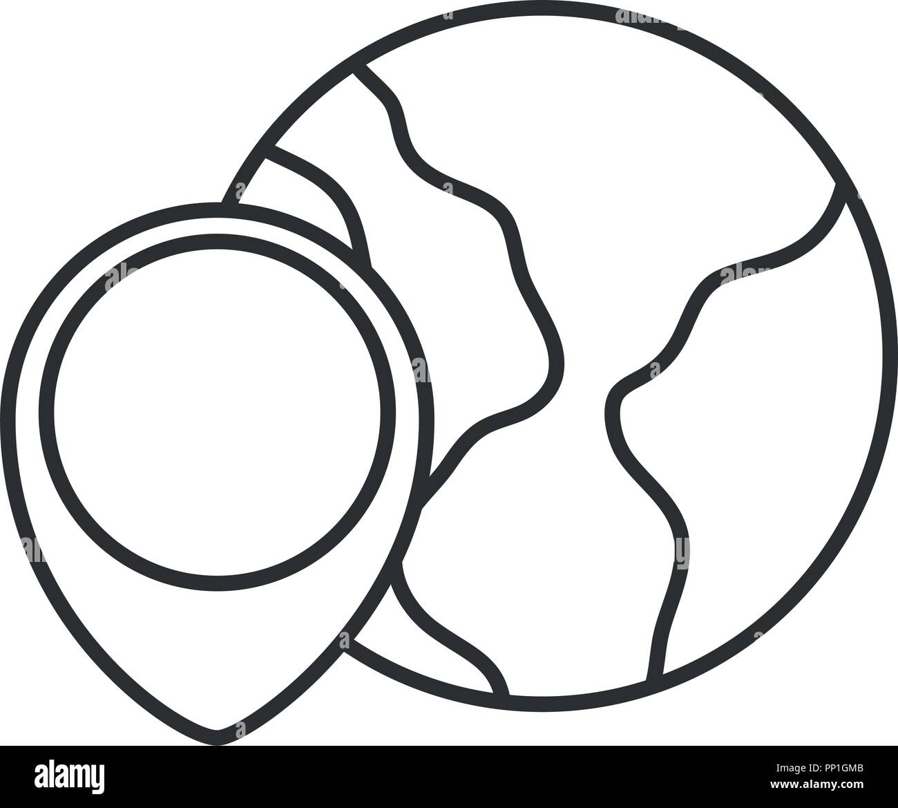 location pin and earth planet icon over white background, vector ...