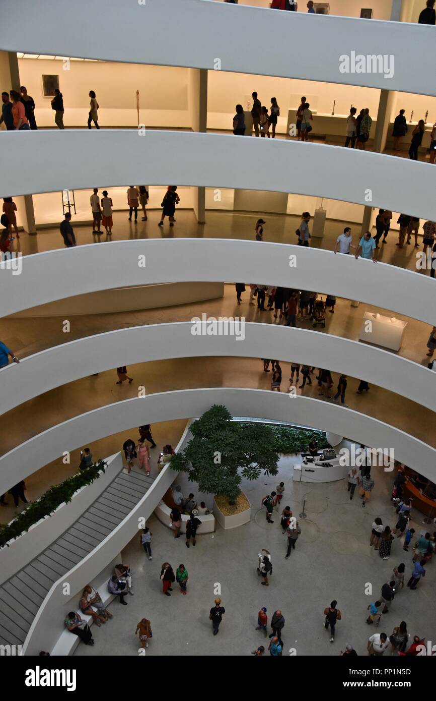 The iconic atrium at the Guggenheim Museum of Art, Upper East Side ...