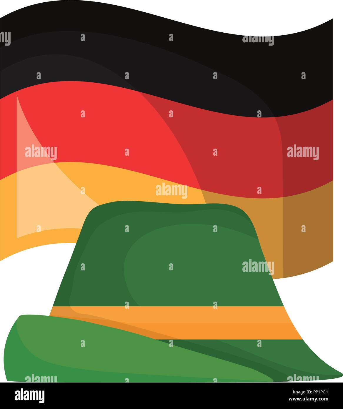 german flag and alpine hat icon over white background, vector ...