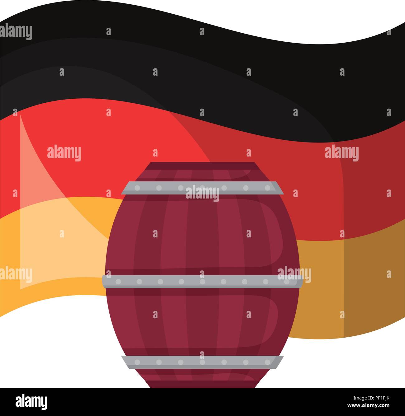 german flag and beer barrel icon over white background, vector ...