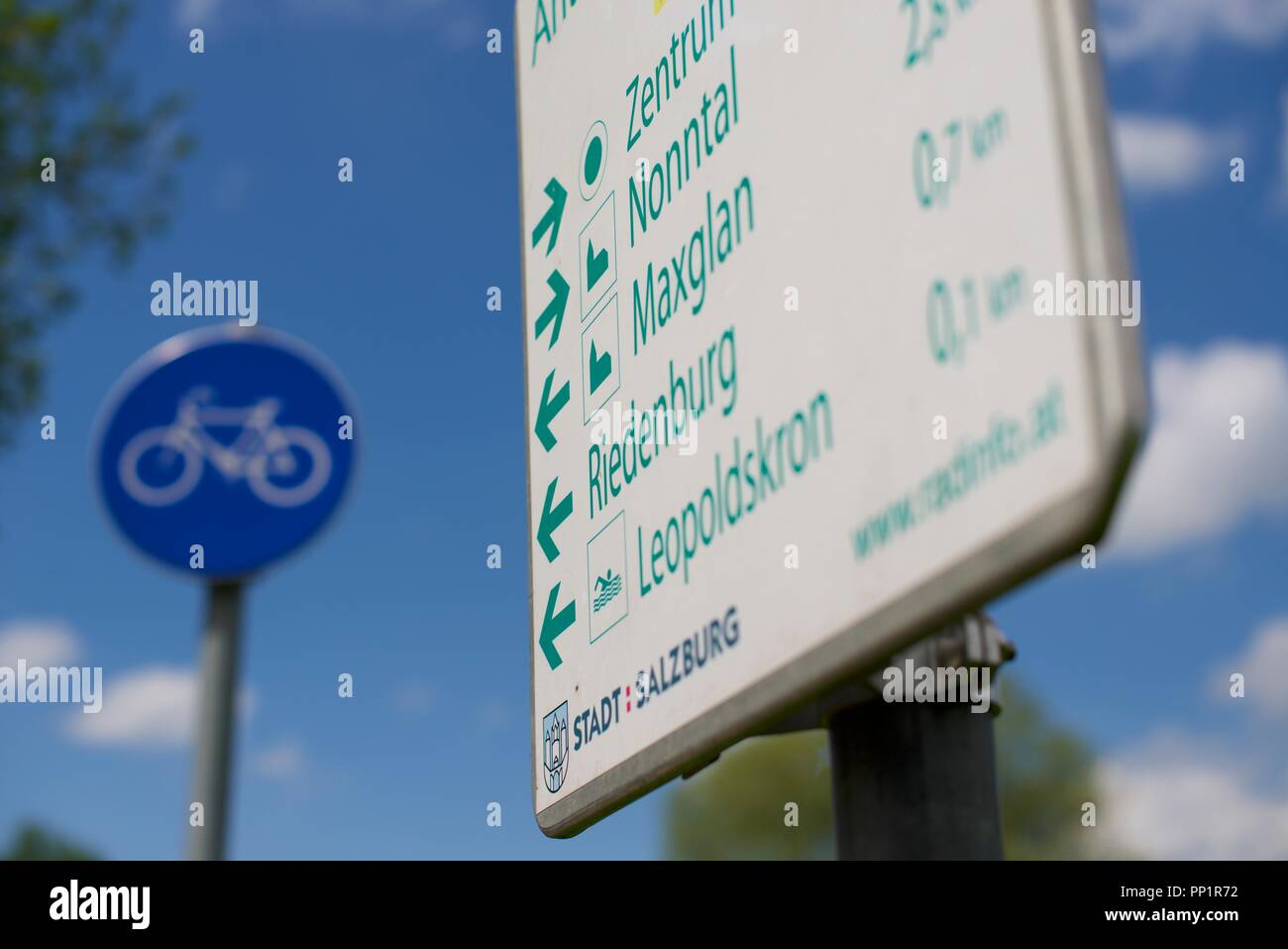 Map of austria with city sign of salzburg hi-res stock photography and ...
