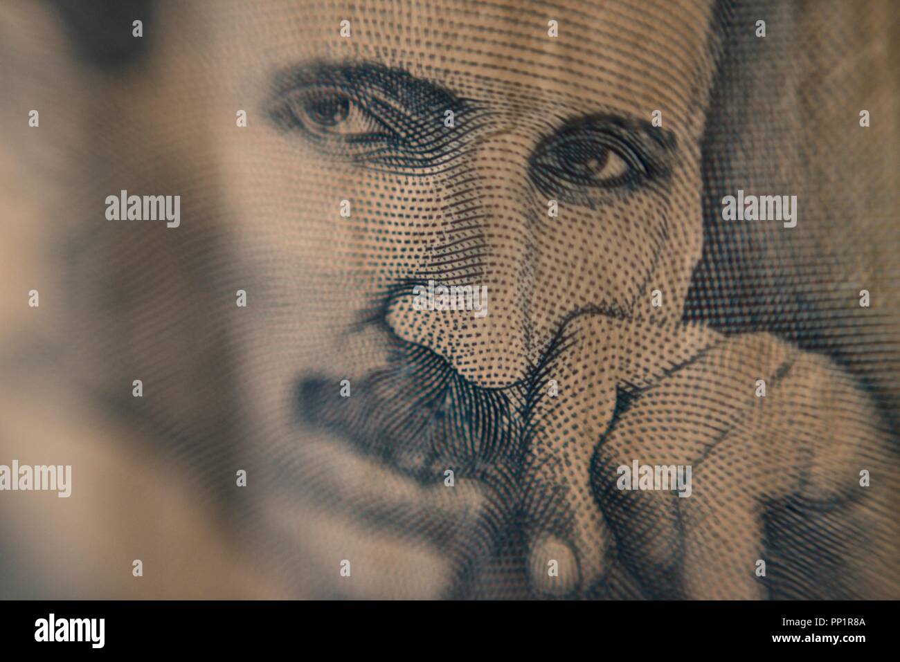 Nikola Tesla's portrait as seen on a Serbian currency note Stock Photo ...