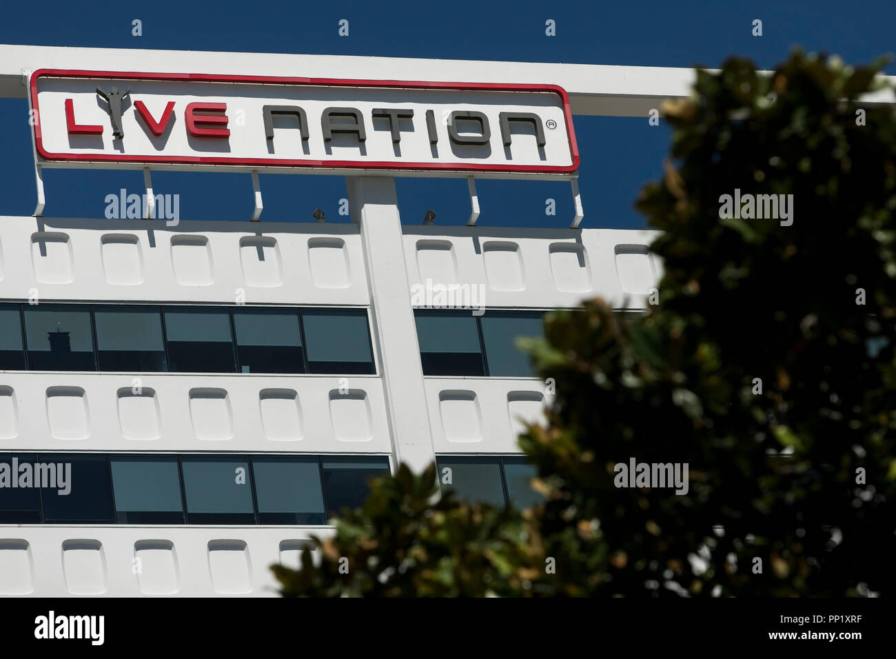 A logo sign outside of a facility occupied by Live Nation in Los ...