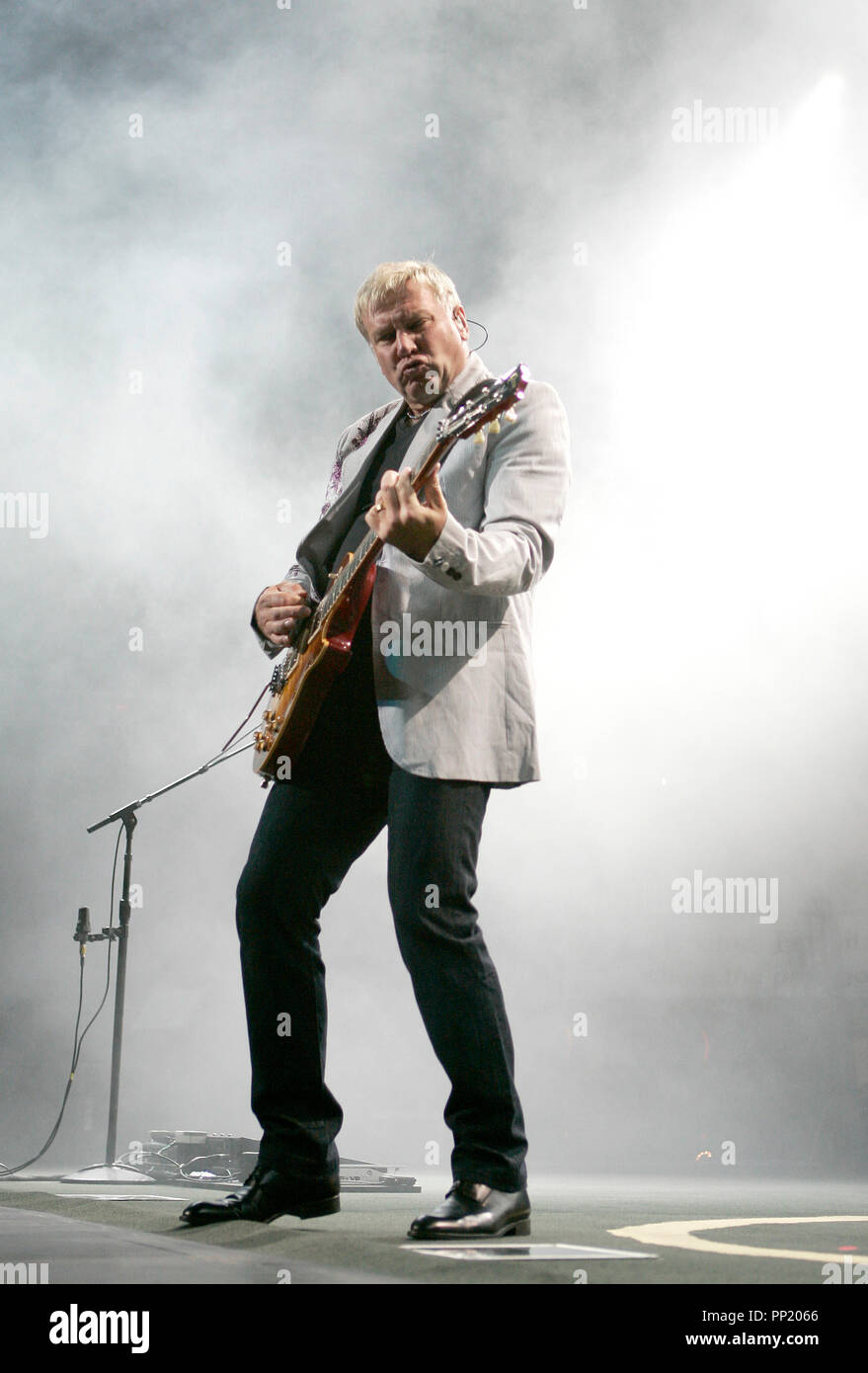 Alex Lifeson with Rush performs in concert at the BankAtlantic Center ...