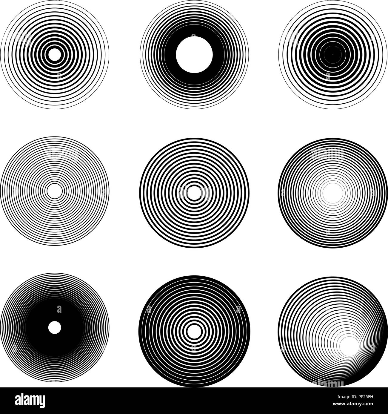 Set of sound wave ring icons. Design element for logo, label, emblem ...