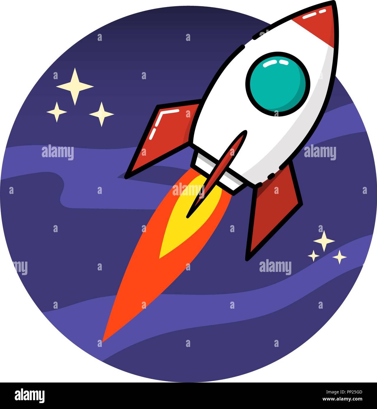 Space rocket in flat style isolated on white background. Vector ...