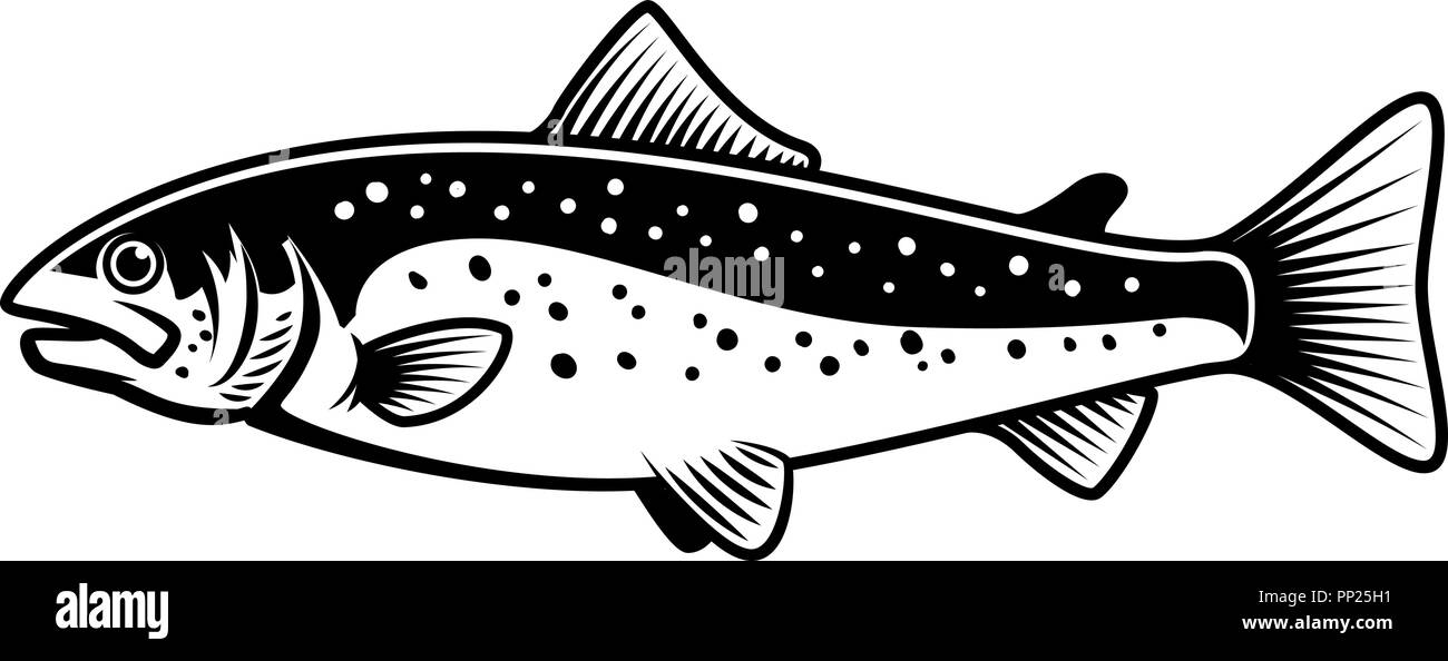 Trout fish sign on white background. Salmon fishing. Design element for ...