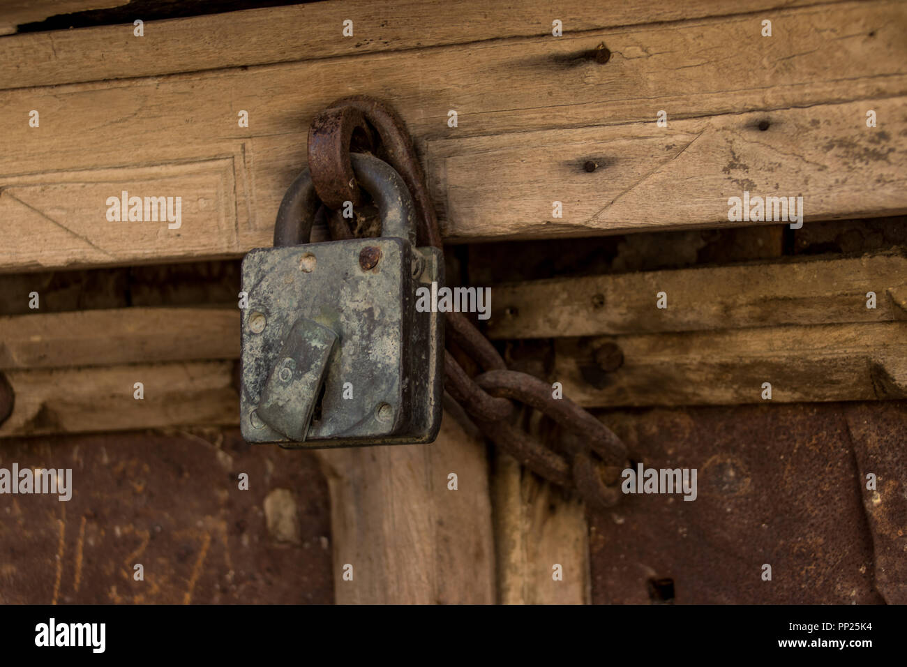 Ancient door and Locks Stock Photo - Alamy