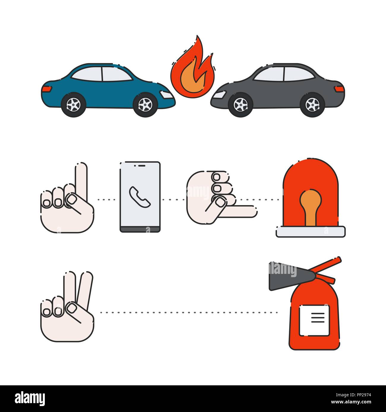 Infographics car accident. Vector illustration. Phone call Stock Vector ...
