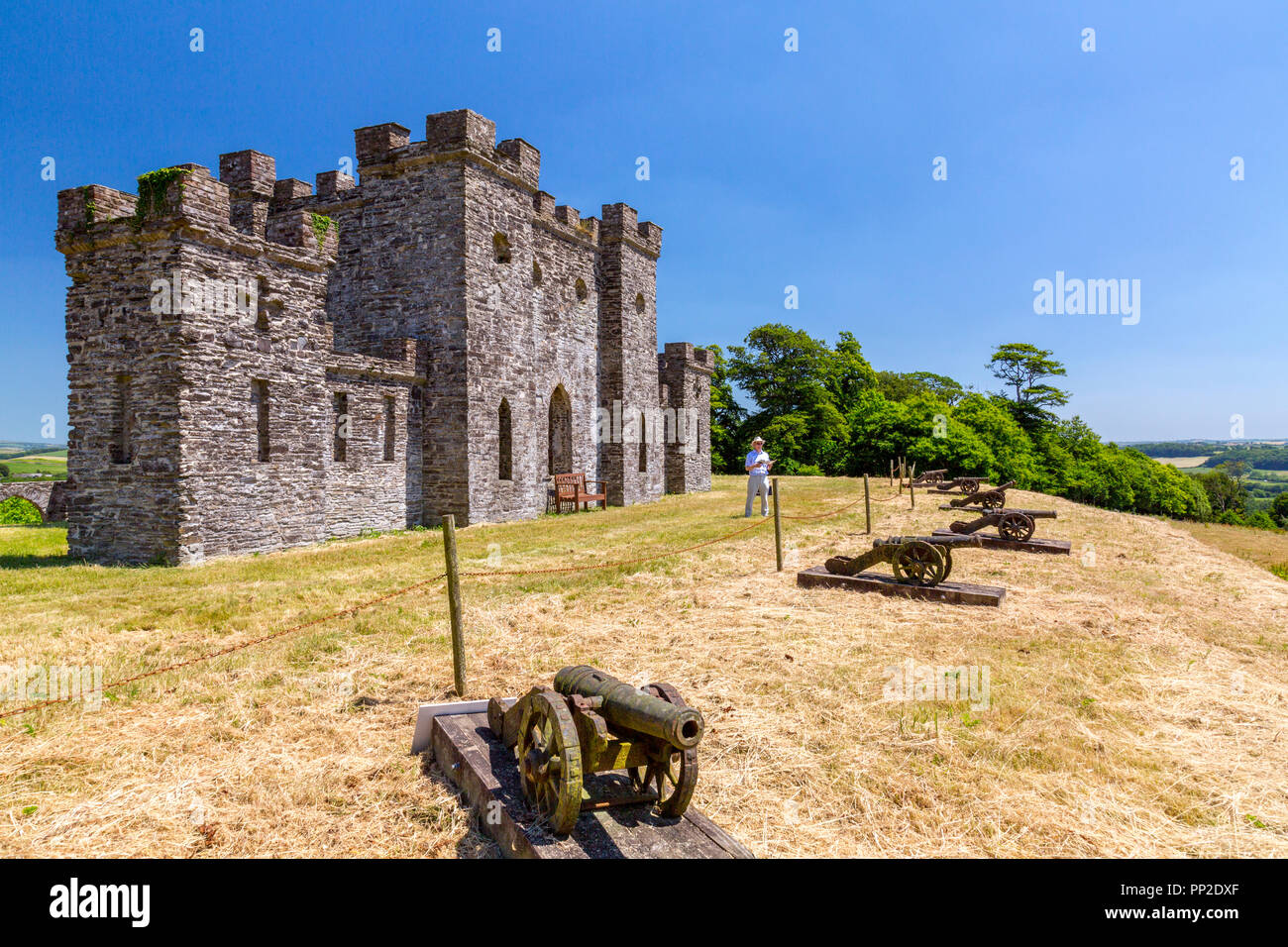 The sham castle folly (built c1746) and ornamental cannon above Castle ...