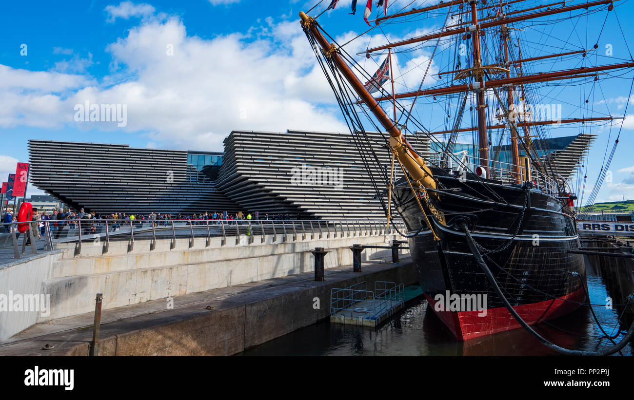 Exterior of the new V&A Museum and RRS Discovery ship at Discovery ...