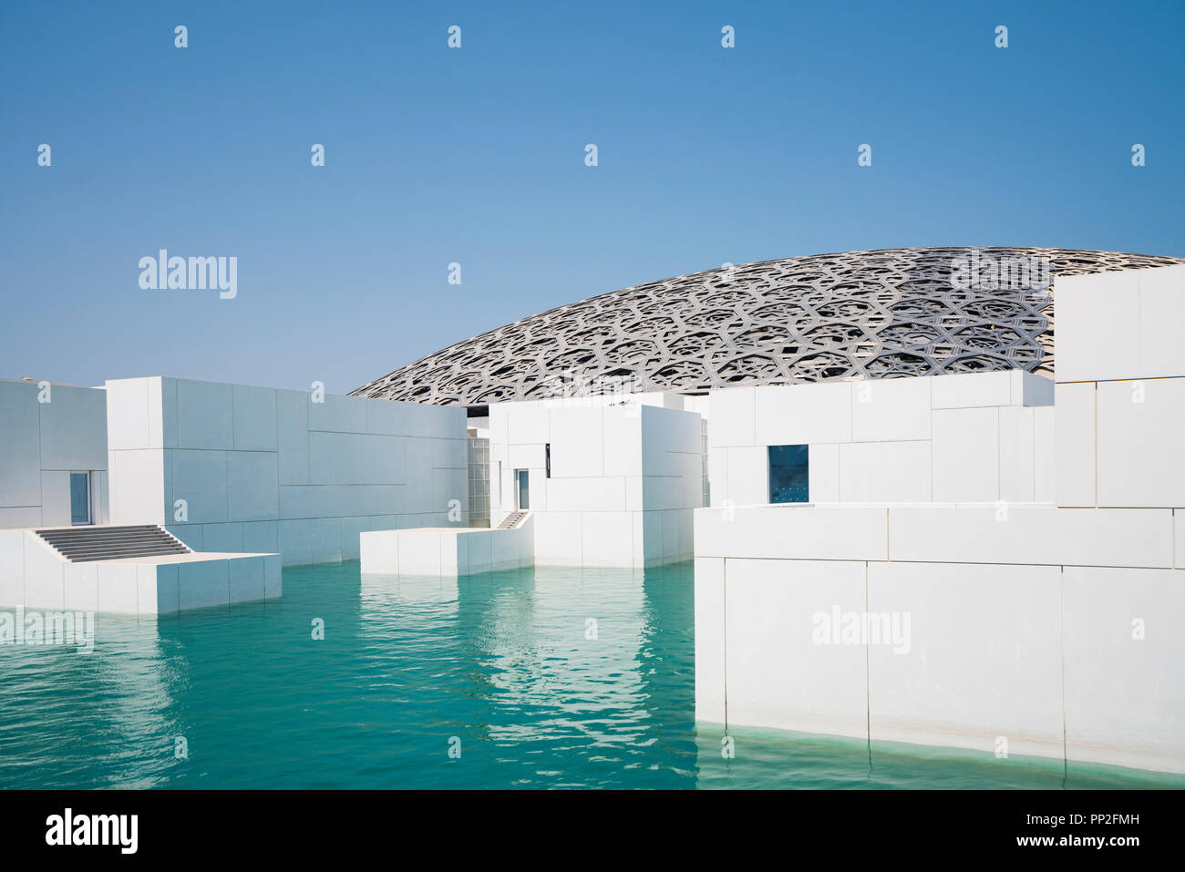Exterior view of the Louvre Abu Dhabi at Saadiyat Island Cultural ...