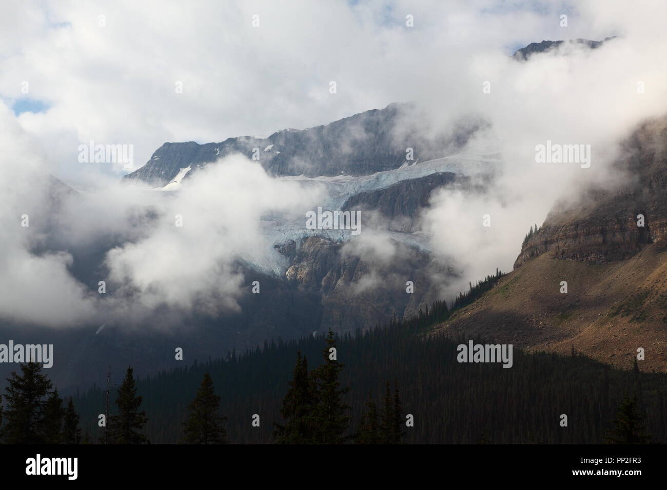 Crowfoot Glacier behind Bow Lake in Banff National Park, Alberta ...