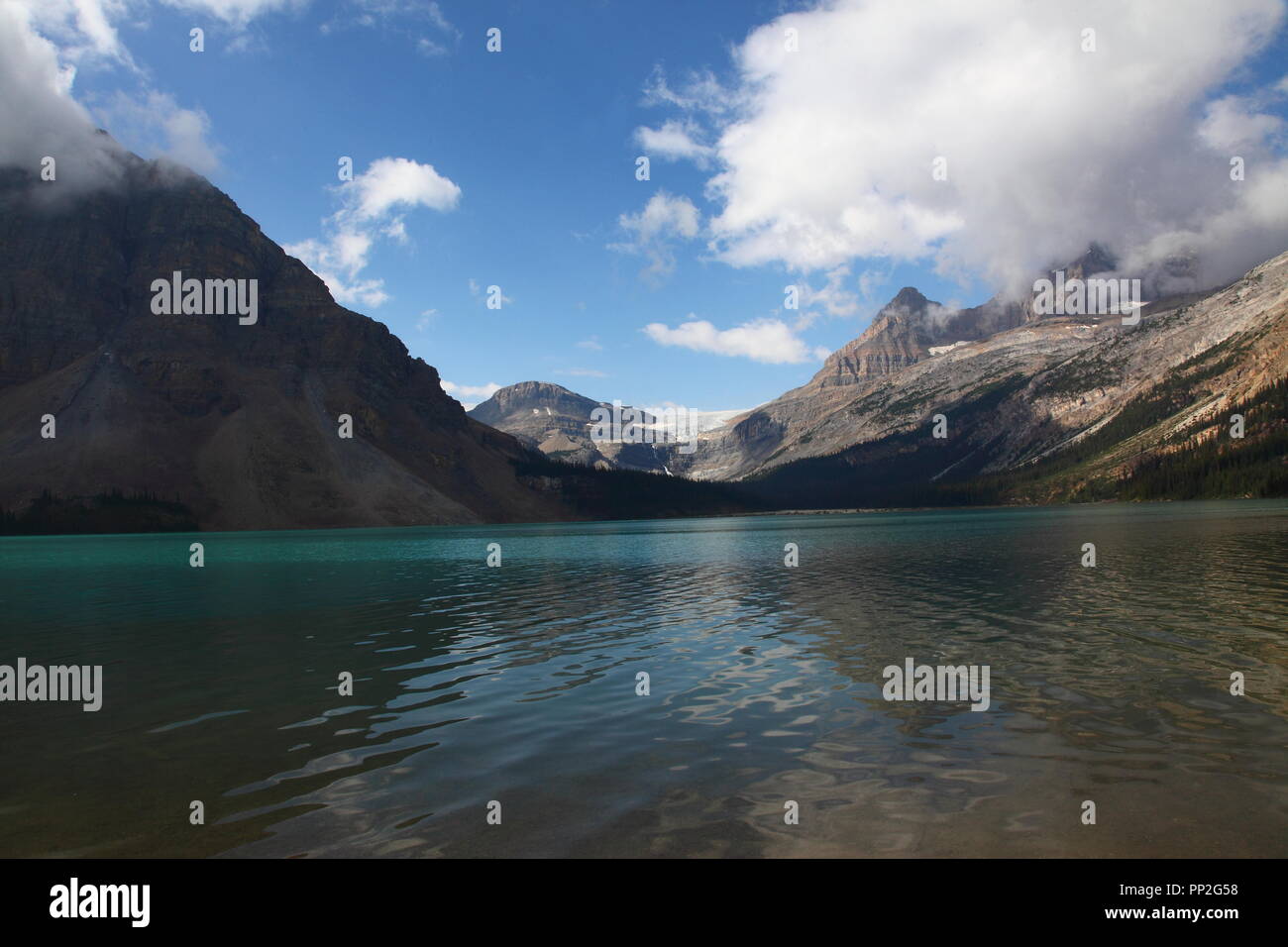 Crowfoot Glacier behind Bow Lake in Banff National Park, Alberta ...