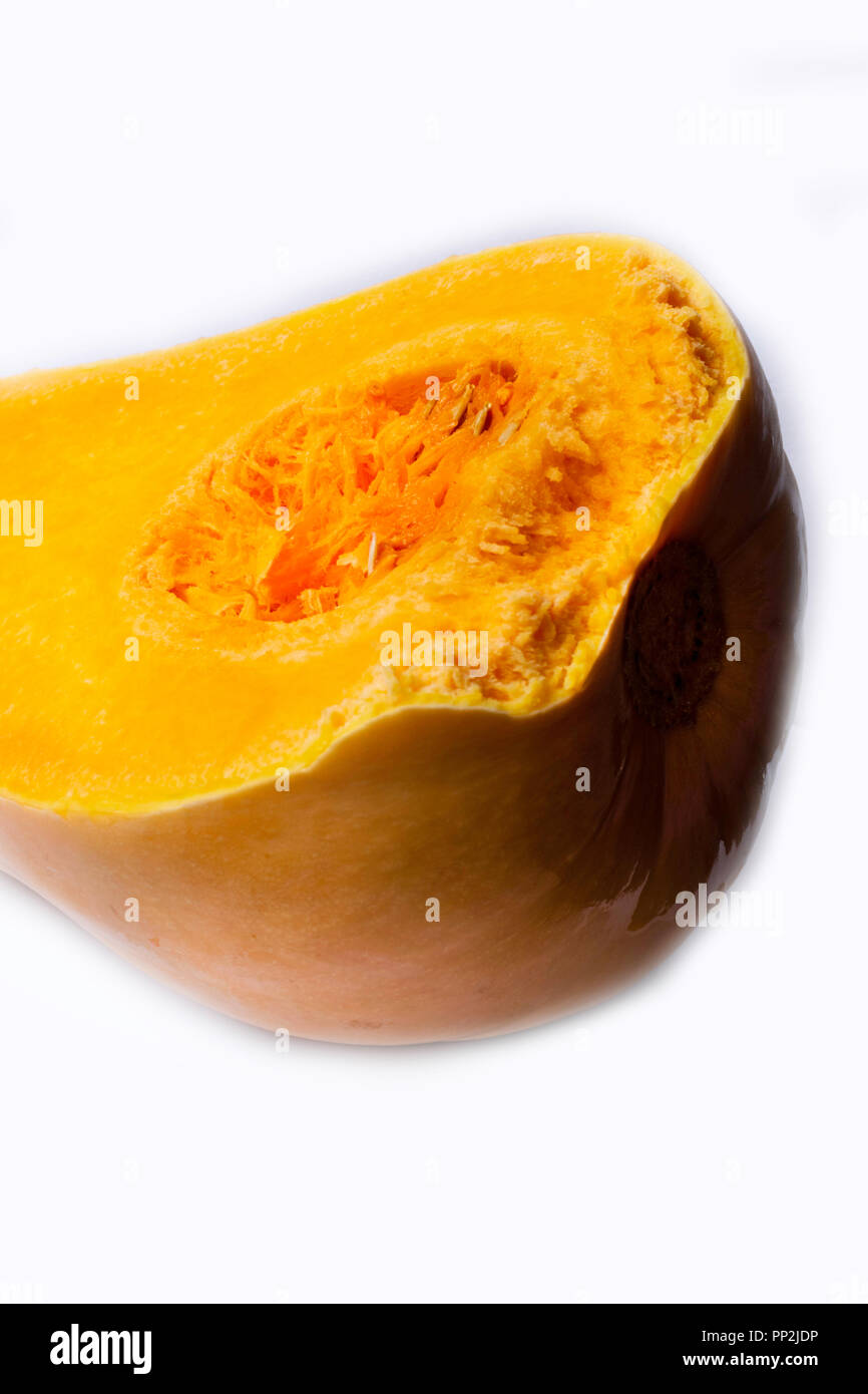 Japanese pumpkin sliced on a white background, Butternut Pumpkin Stock ...