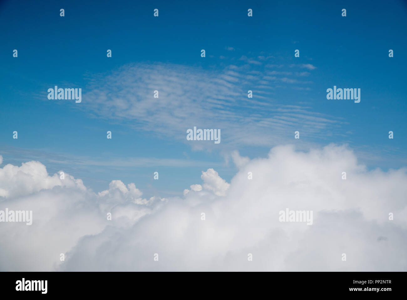aerial view cloud scatter spread on blue sky layer, can be use as ...