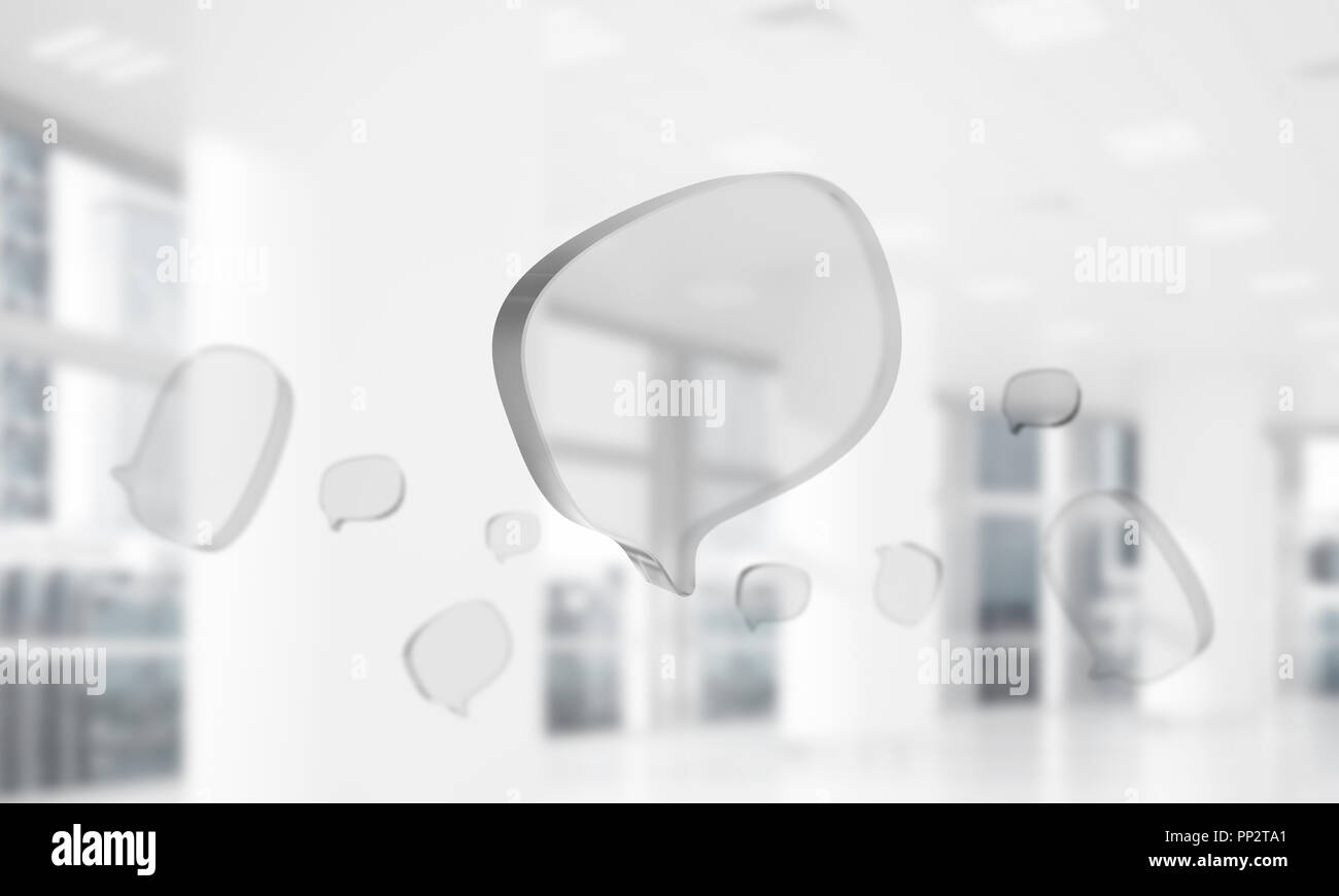 Concept of communication by glass empty chat icon on office background ...
