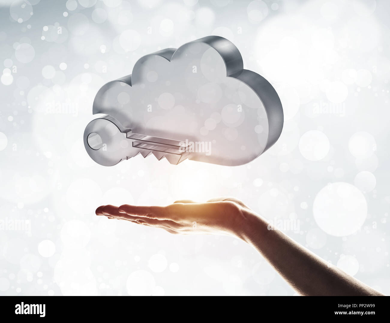 Cloud computing concept with glass symbol shown in hand Stock Photo - Alamy