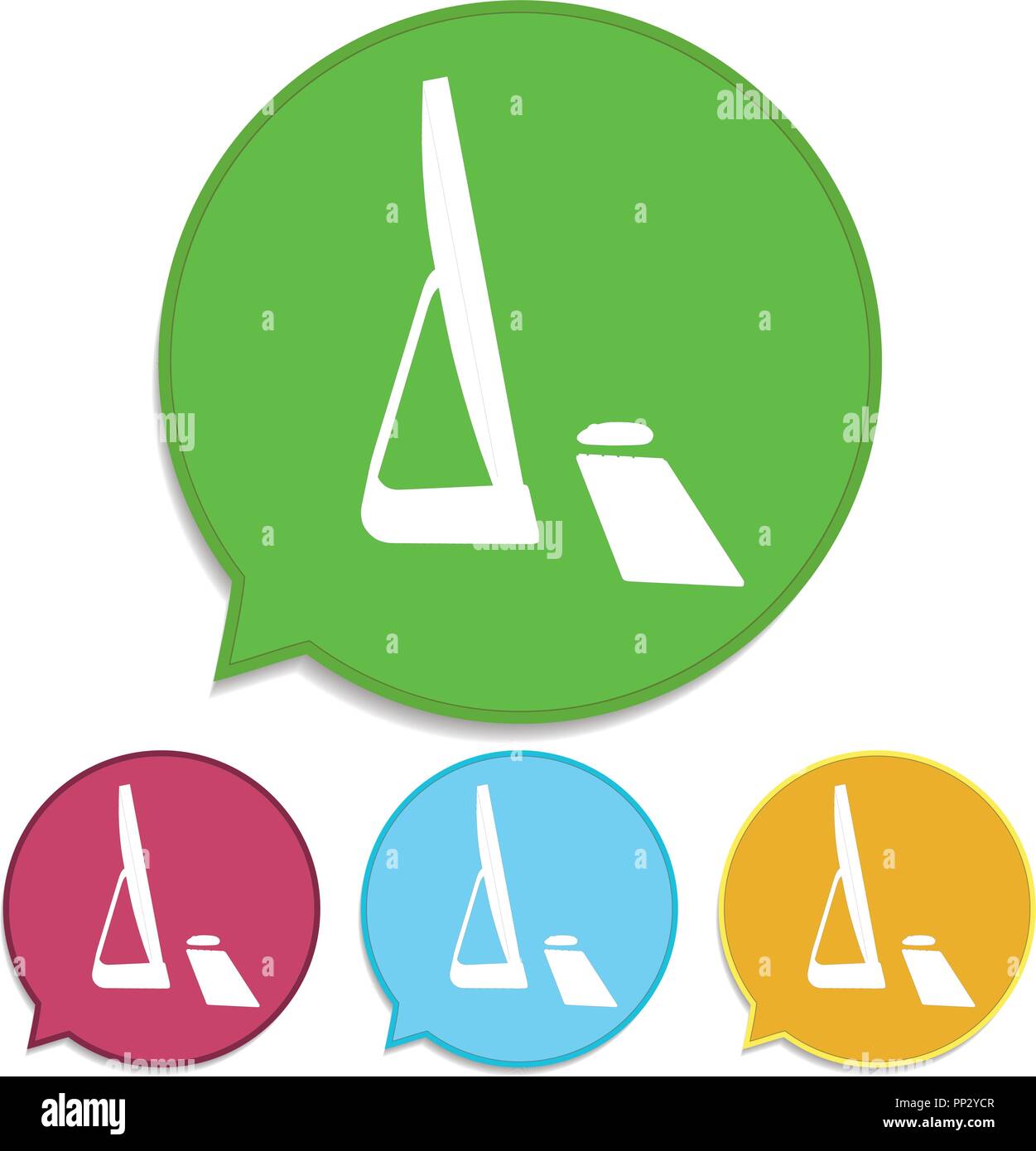 Vector illustration of a circle with an arrow and the computer ...