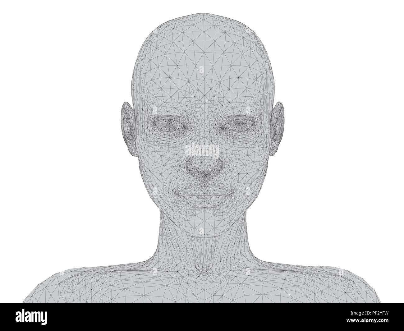 Vector illustration of a girl's head without hair. Polygonal surface of ...