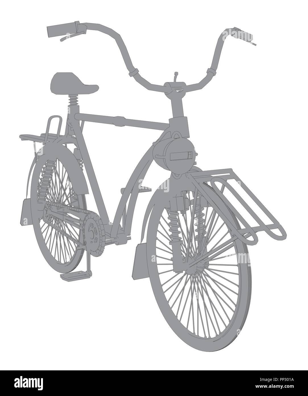 Vector illustration of a vintage bicycle. Detailed. Isolated Stock ...