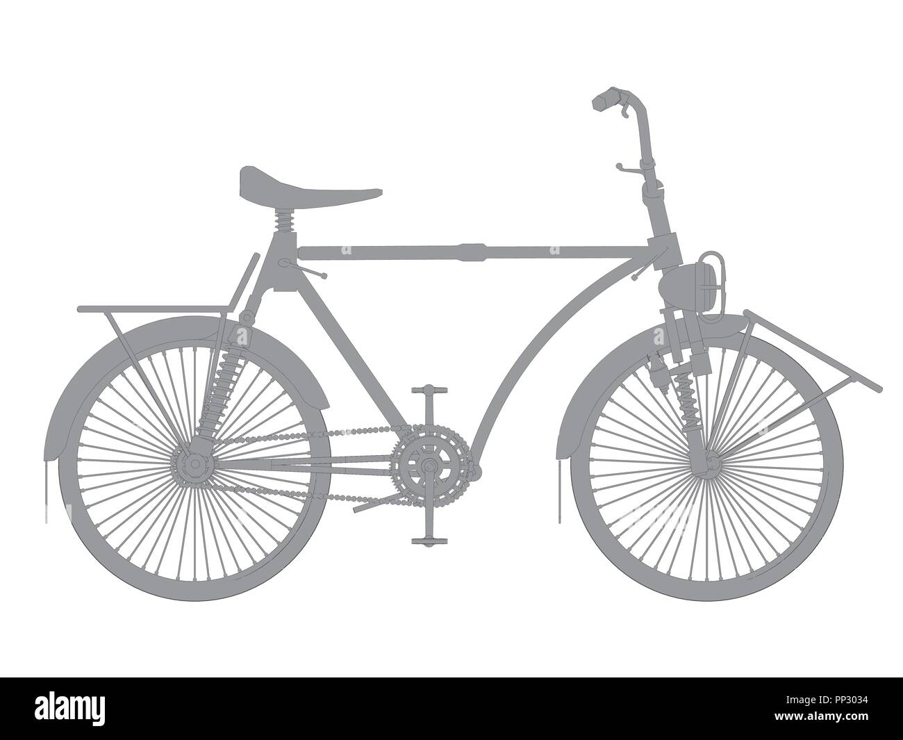 Vector illustration of a vintage bicycle. Detailed. Isolated Stock ...