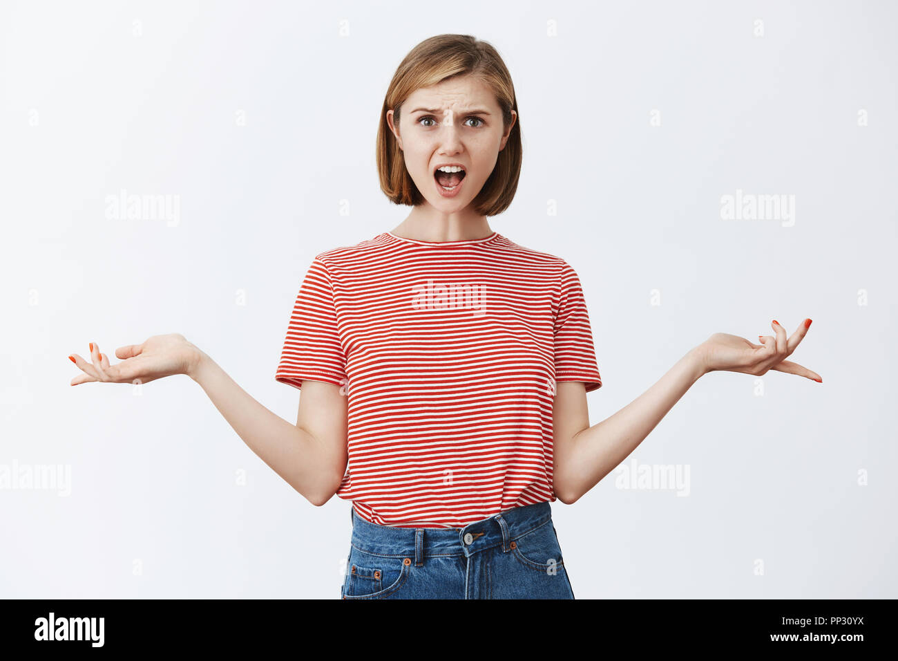 Girlfriend arguing with boyfriend, being intense and pissed. Confused ...