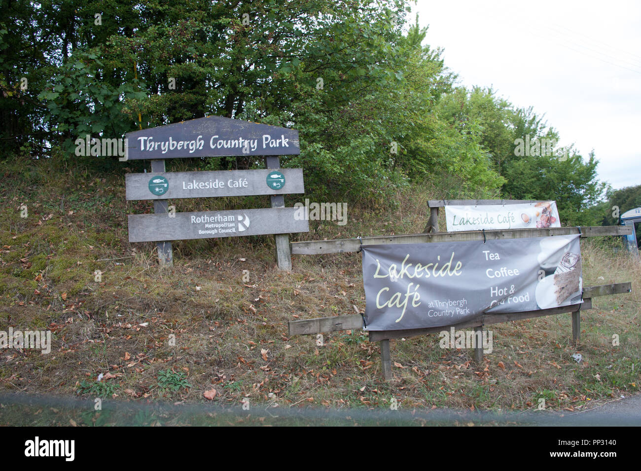 Road entrance to Thryburgh Country Park in Rotherham South Yorkshire ...