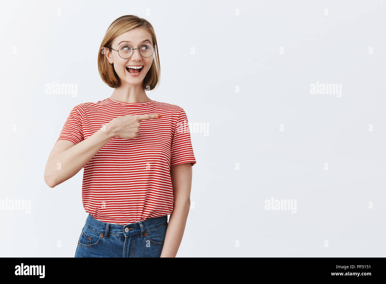 Woman being impressed, realising she sits near celebrity in cafe ...