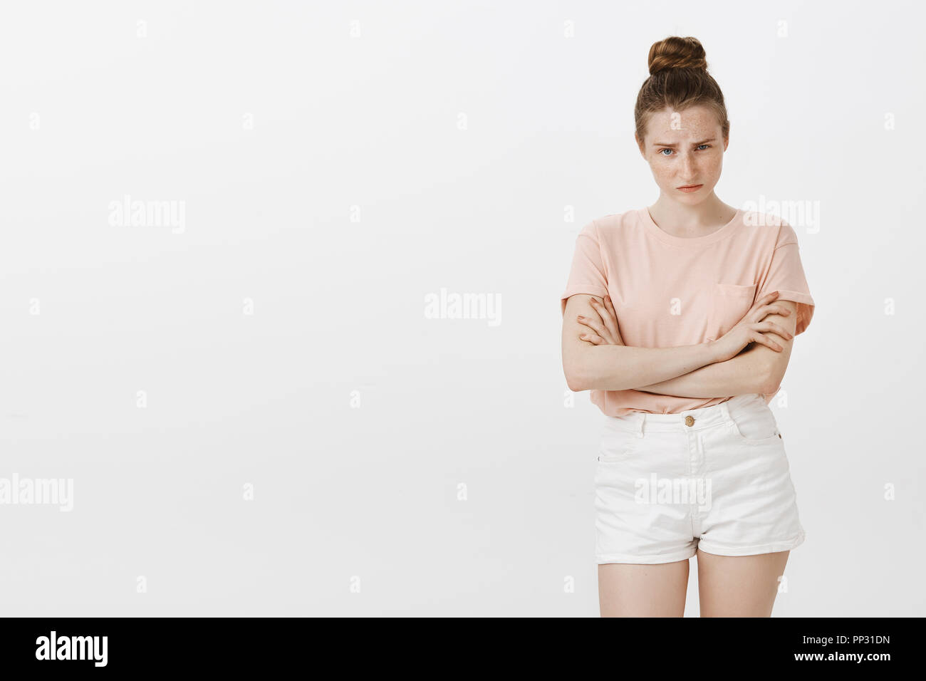 Girlfriend being suspicious, having disbelief. Portrait of intense ...