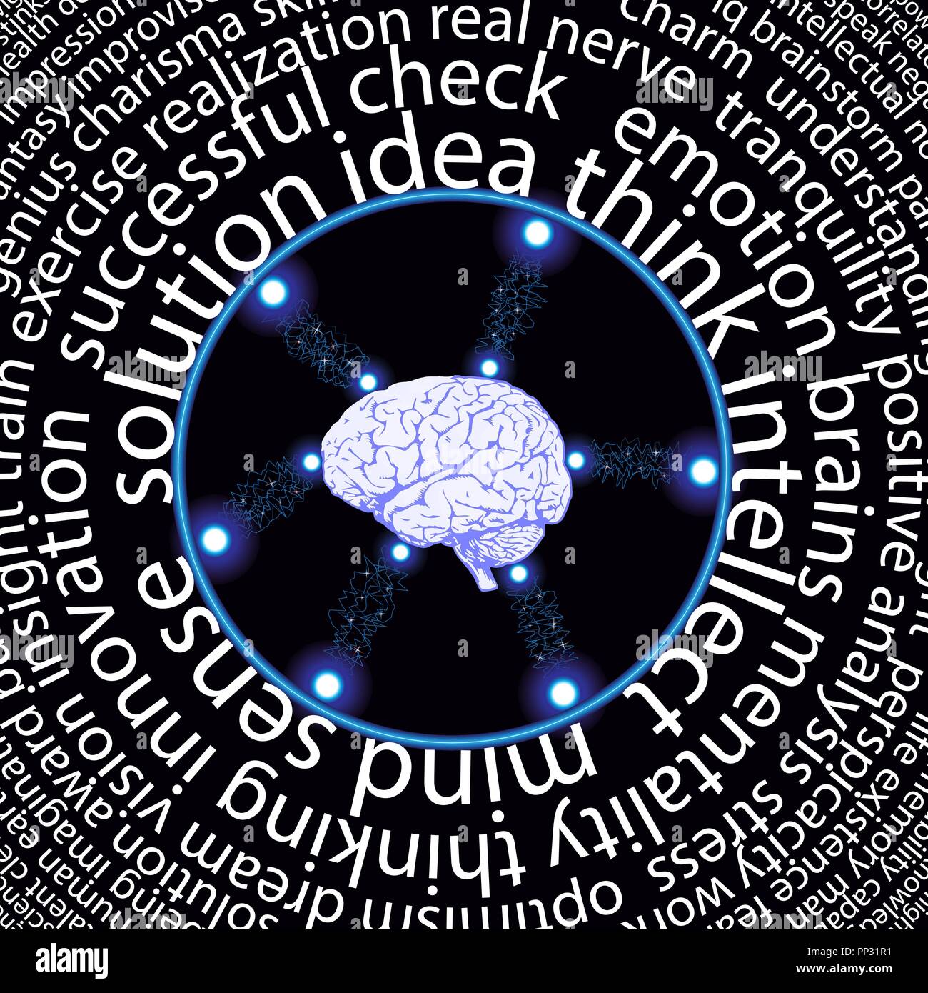 Vector illustration of an abstract conceptual background to the brain ...