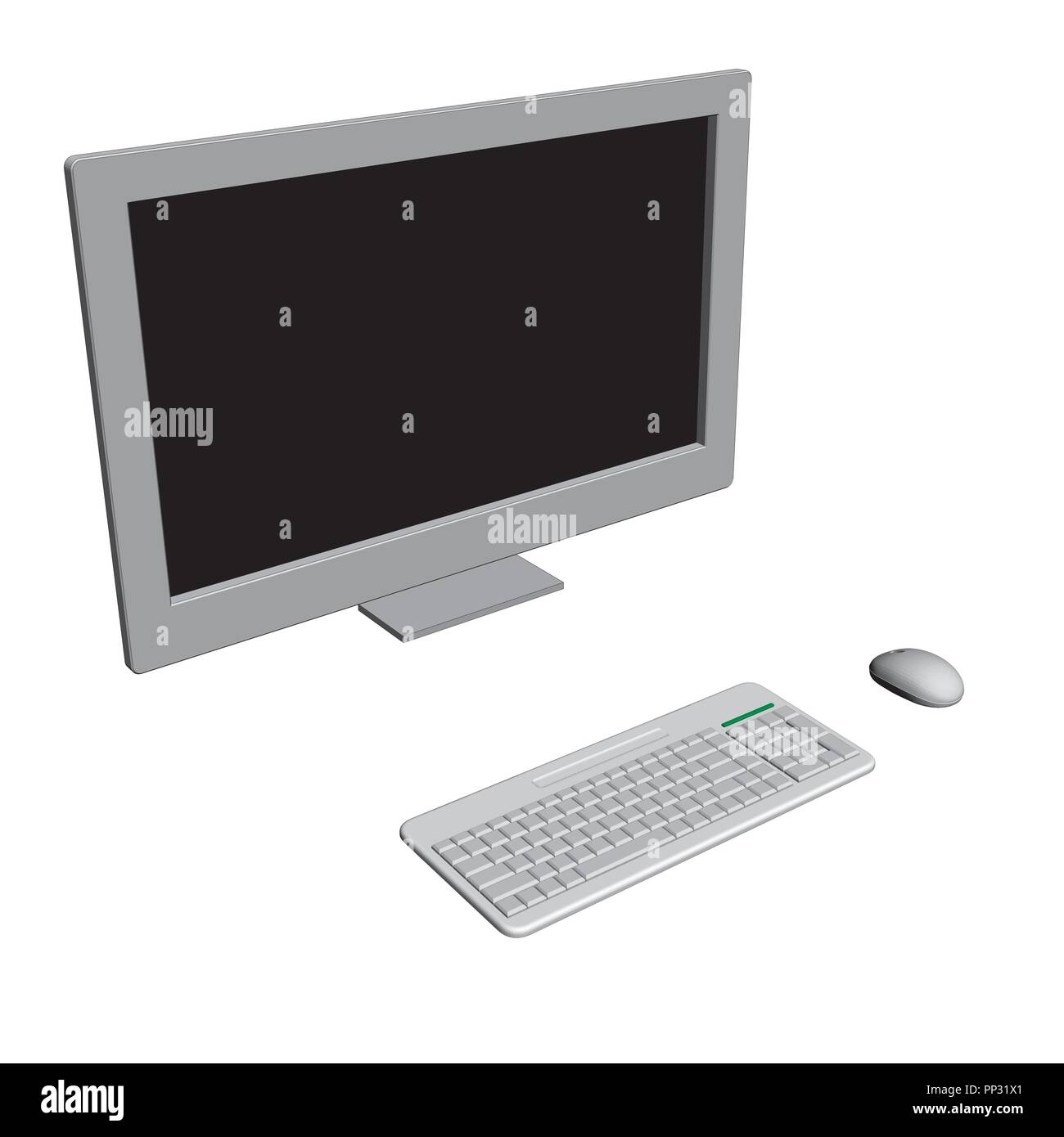 Vector illustration computer with monitor, keyboard and mouse. Isolated ...