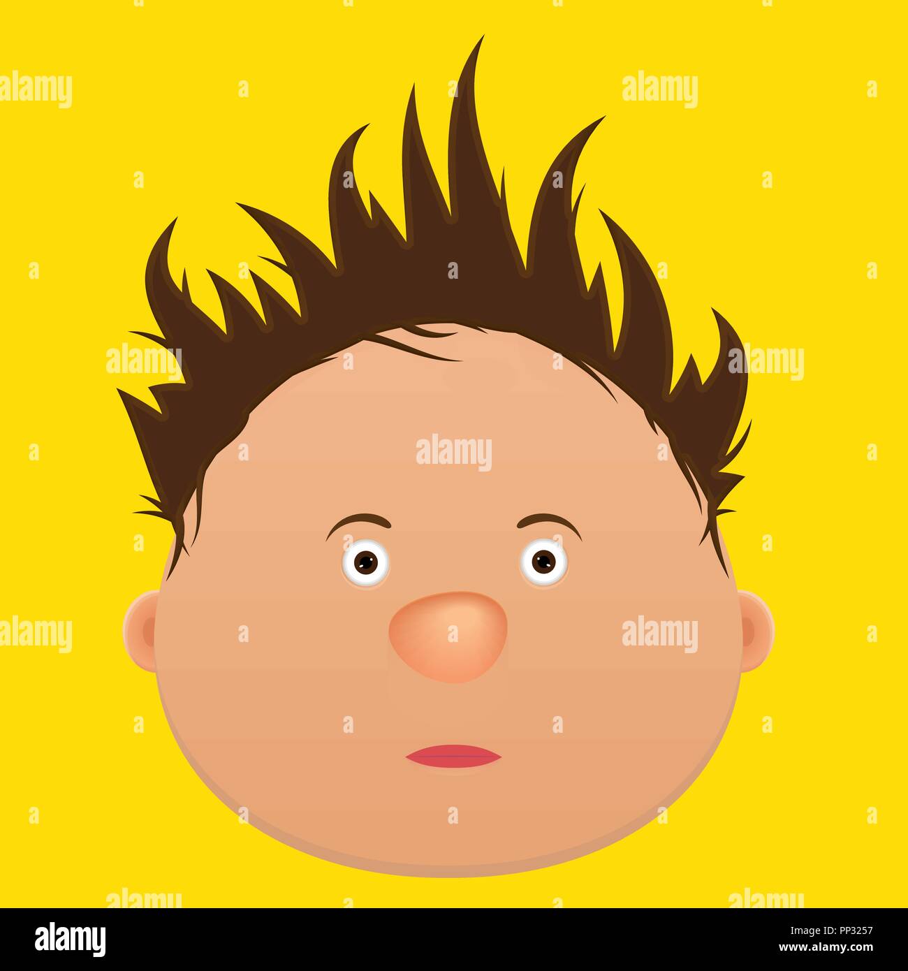 Vector illustration boy's head with shaggy hair. Tubby Stock Vector ...
