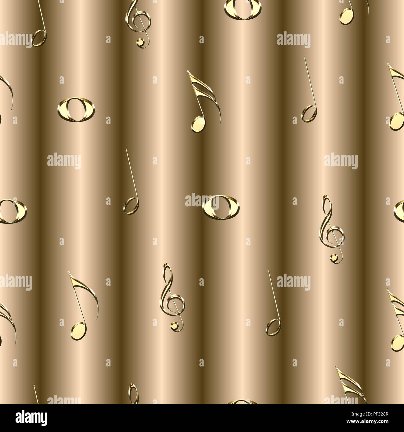 seamless pattern with golden musical notes illustration - brown ...