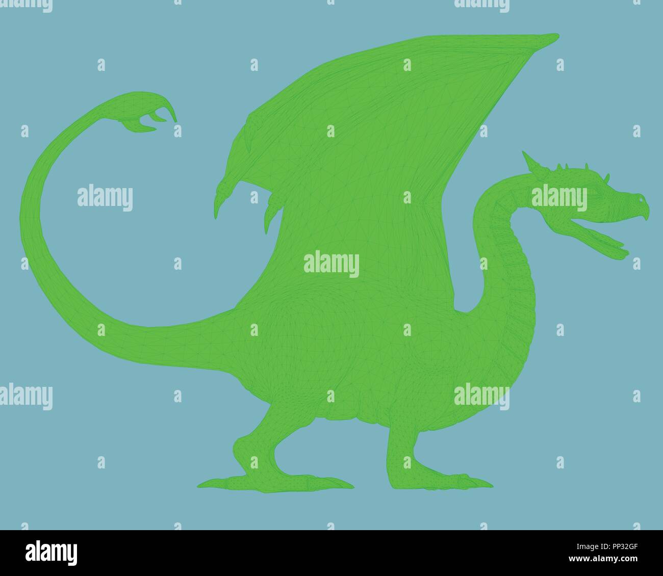 Vector illustration polygon, green dragon. 3D Stock Vector Image & Art ...