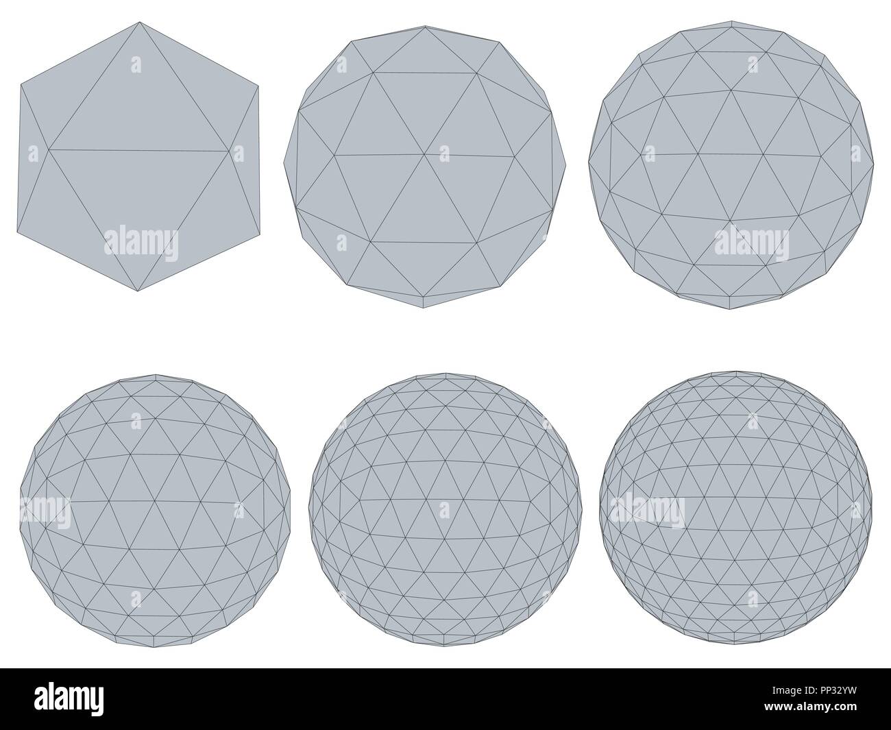 Vector illustration set with spheres. The transformation from simple to ...