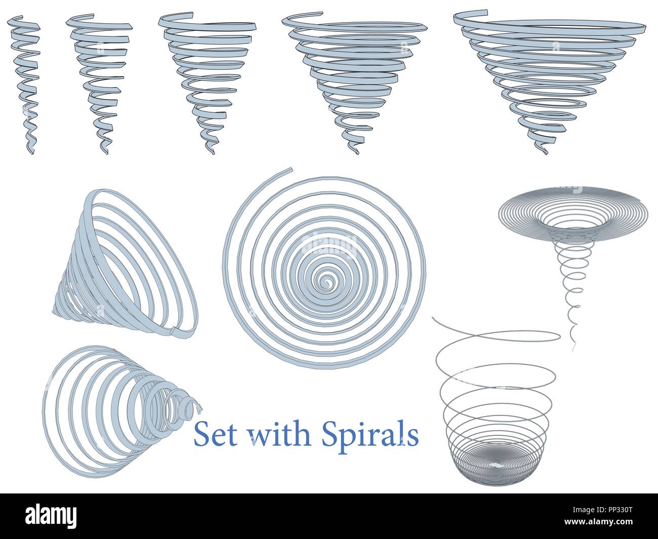 Vector illustration of a set of spirals. Isolated Stock Vector Image ...